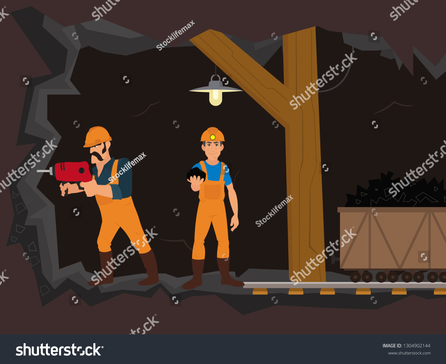 Men Uniform Work Underground Mining Coal: vector de stock (libre de ...