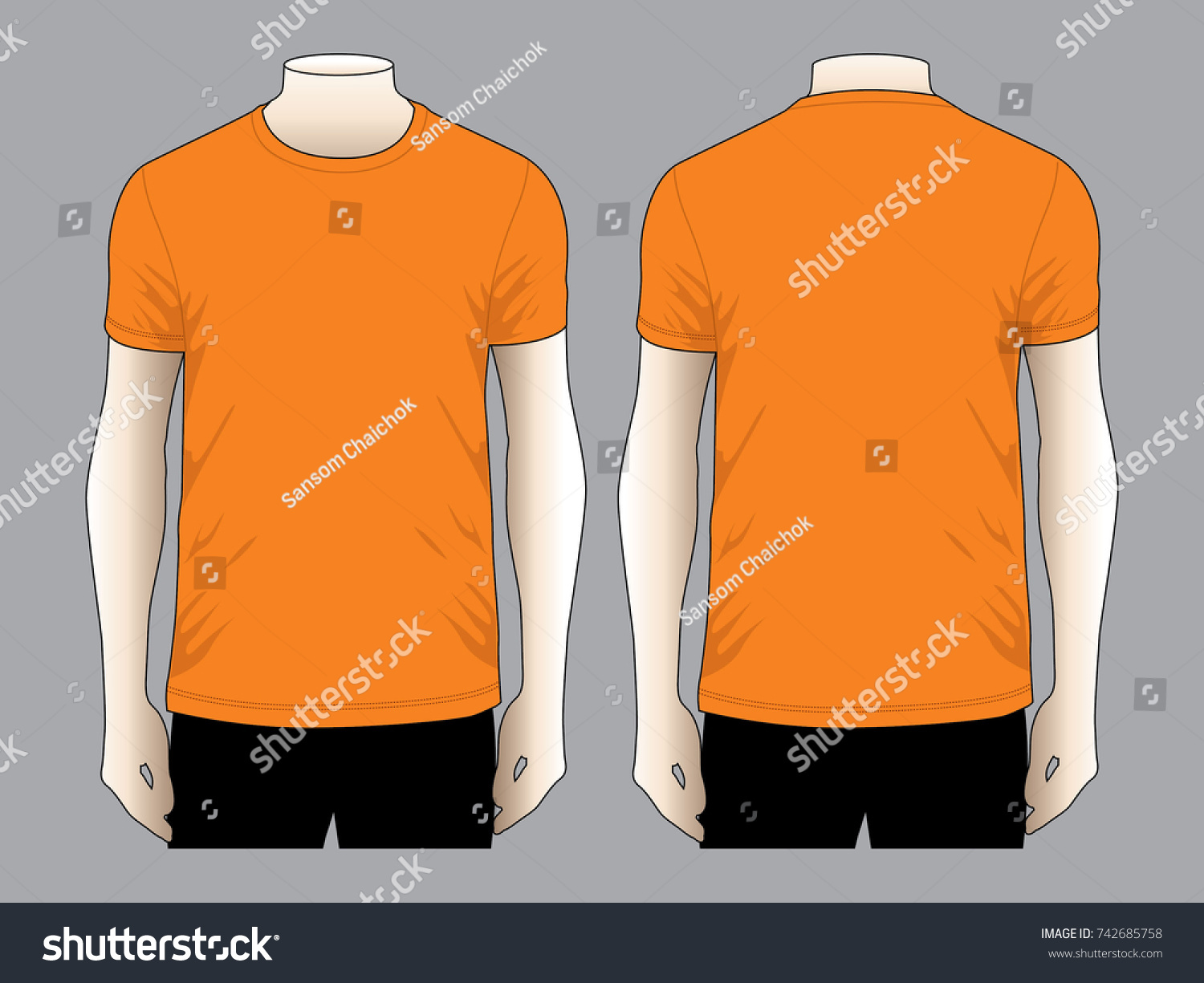 Mens Blank Orange Tshirt Vector Templatefront 스톡 벡터(로열티 프리) 742685758 Mens Blank Orange Tshirt Vector Templatefront 스톡 벡터(로열티 프리) 742685758