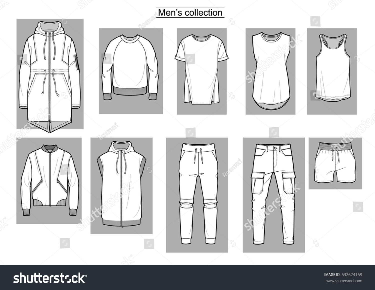 Mens Collection Clothing Vector Stock Vector (Royalty Free) 632624168