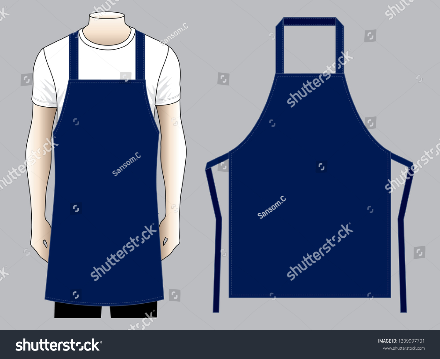 Mens Navy Blue Apron Flat Pattern Stock Vector (Royalty Free) 1309997701
