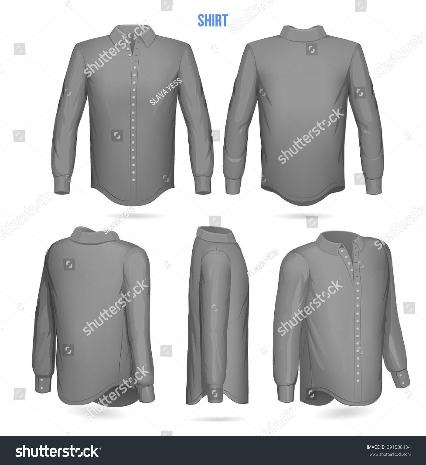 Mens Buttoned Shirt Front Back 34 Stock Vector (Royalty Free) 391538434