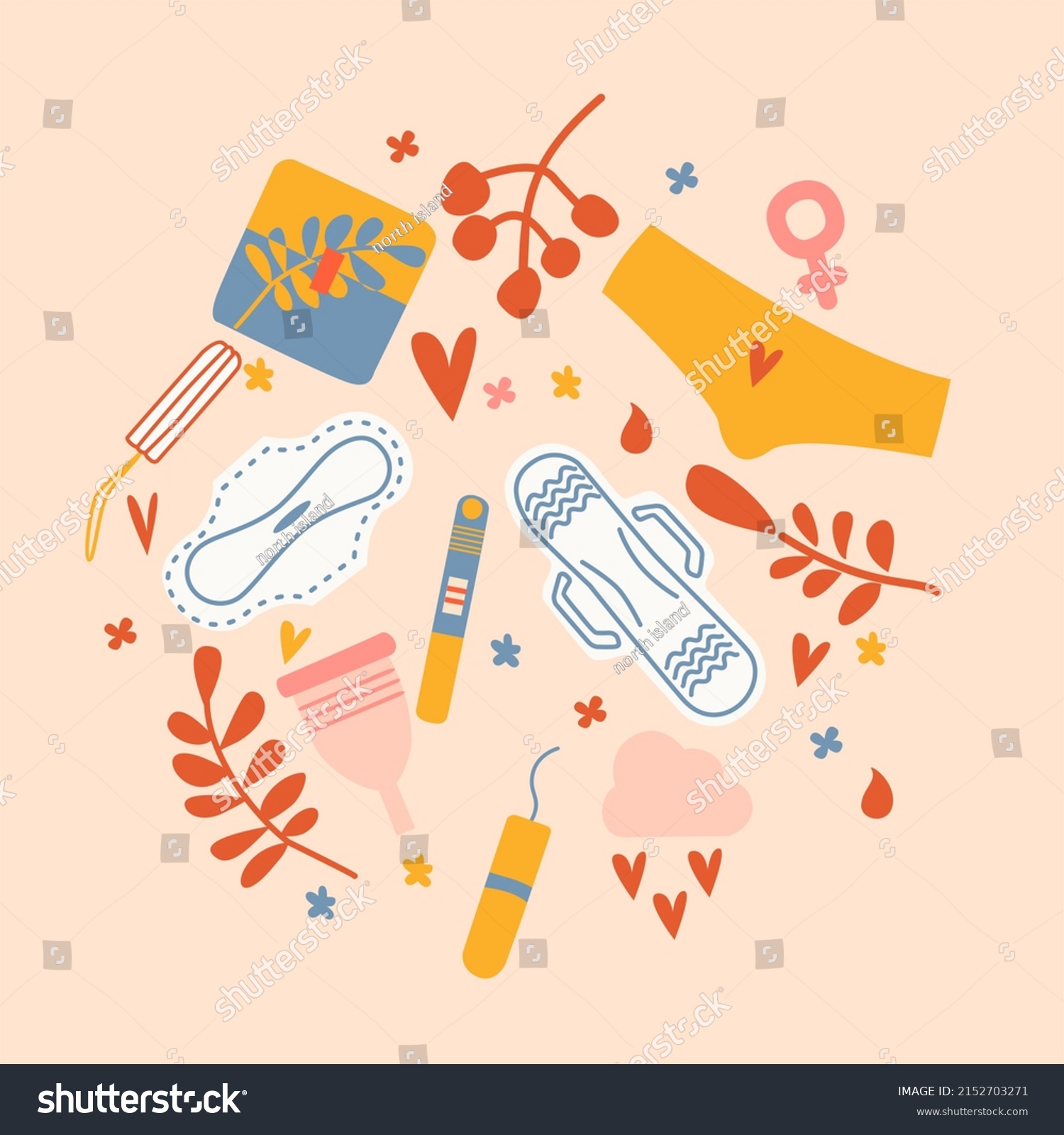 Menstrual Cycle Set Vector Hand Drawn Stock Vector (Royalty Free ...