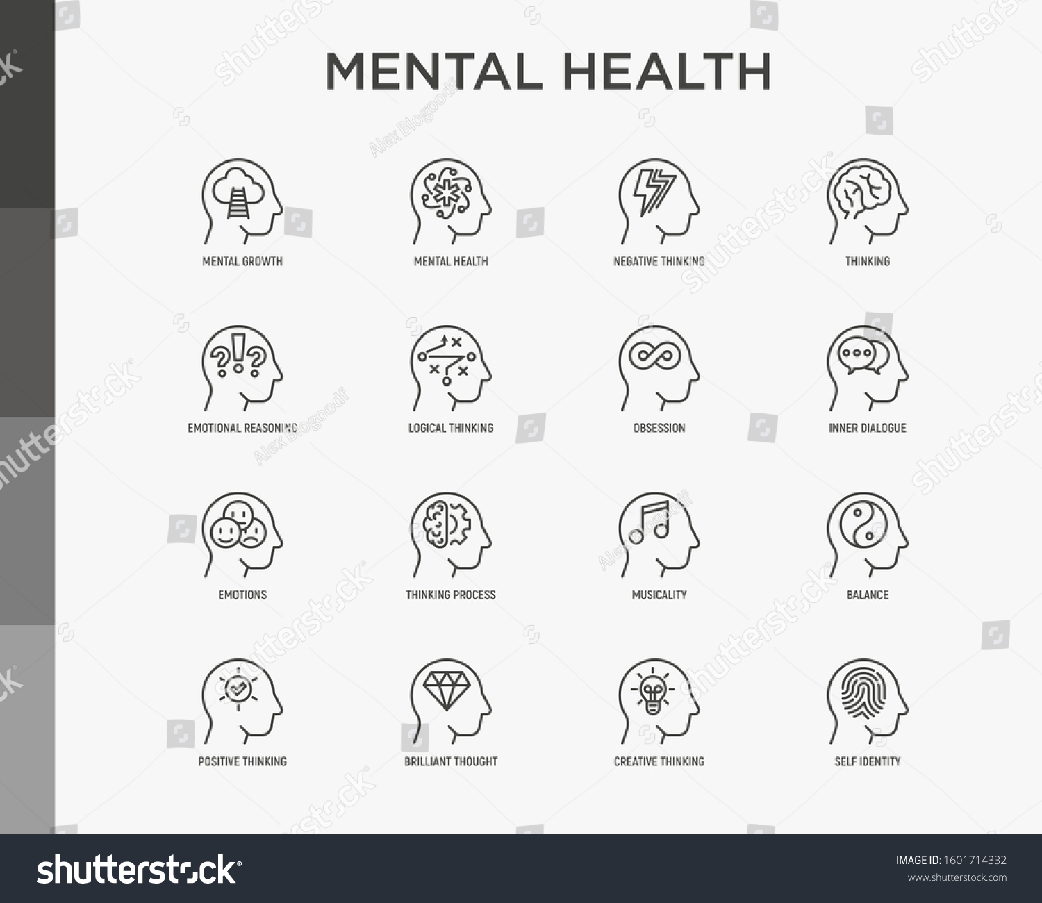 Mental Health Thin Line Icons Set Stock Vector (Royalty Free) 1601714332 Mental Health Thin Line Icons Set Stock Vector (Royalty Free) 1601714332