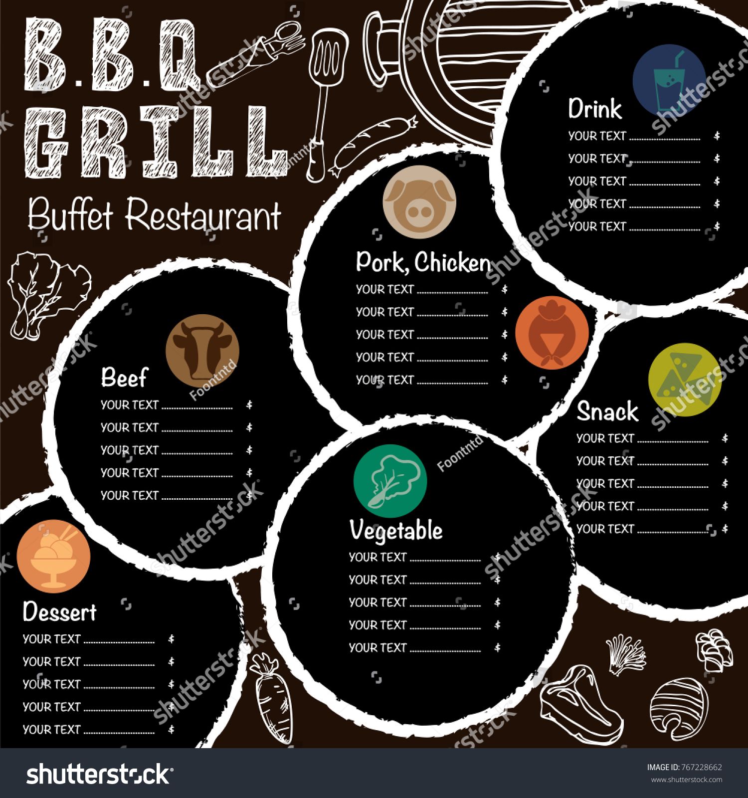 Menu Barbecue Grill Restaurant Template Design Stock Vector (Royalty ...