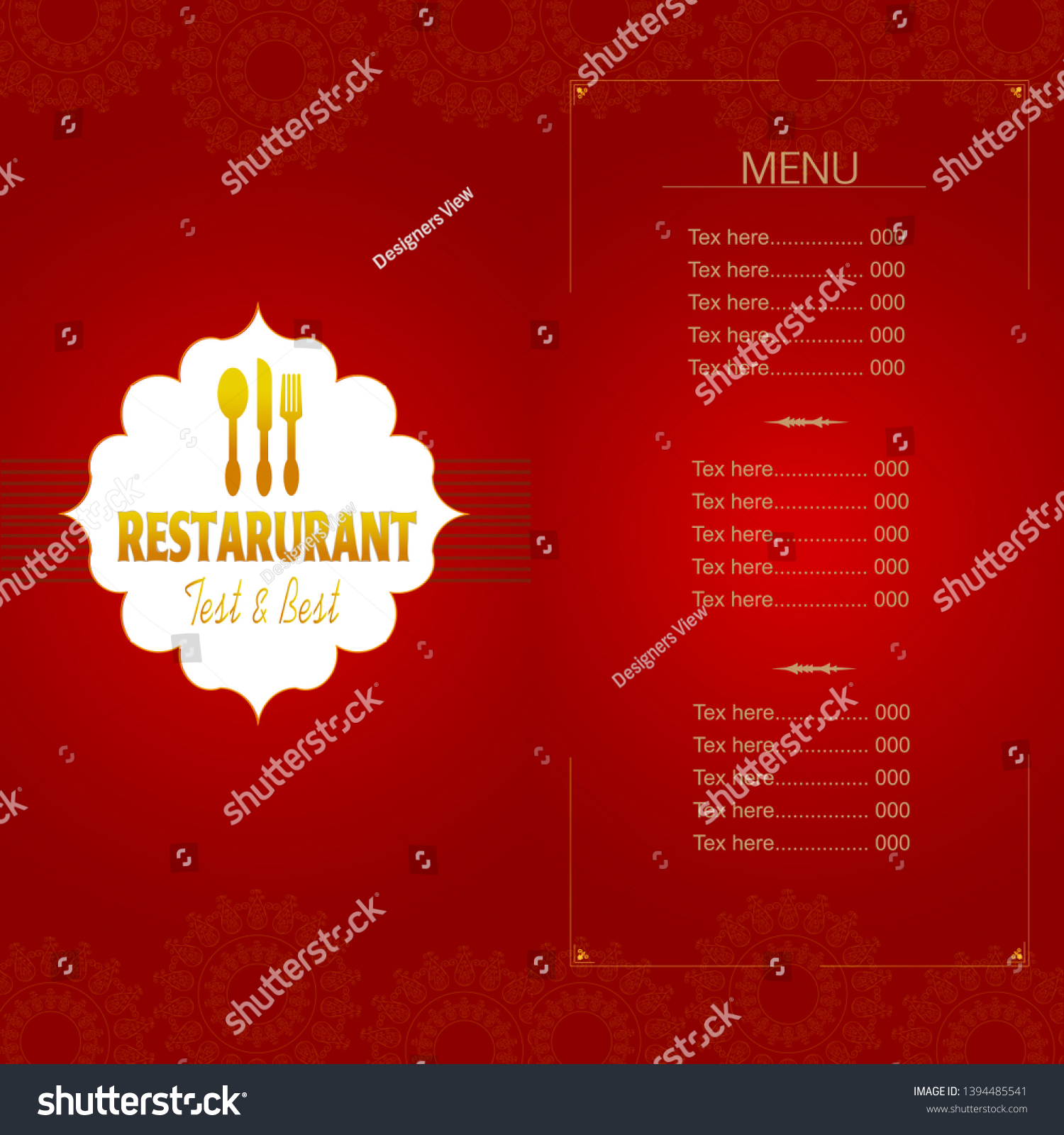 Menu Card Design Template Vector Art Stock Vector (Royalty Free) 1394485541