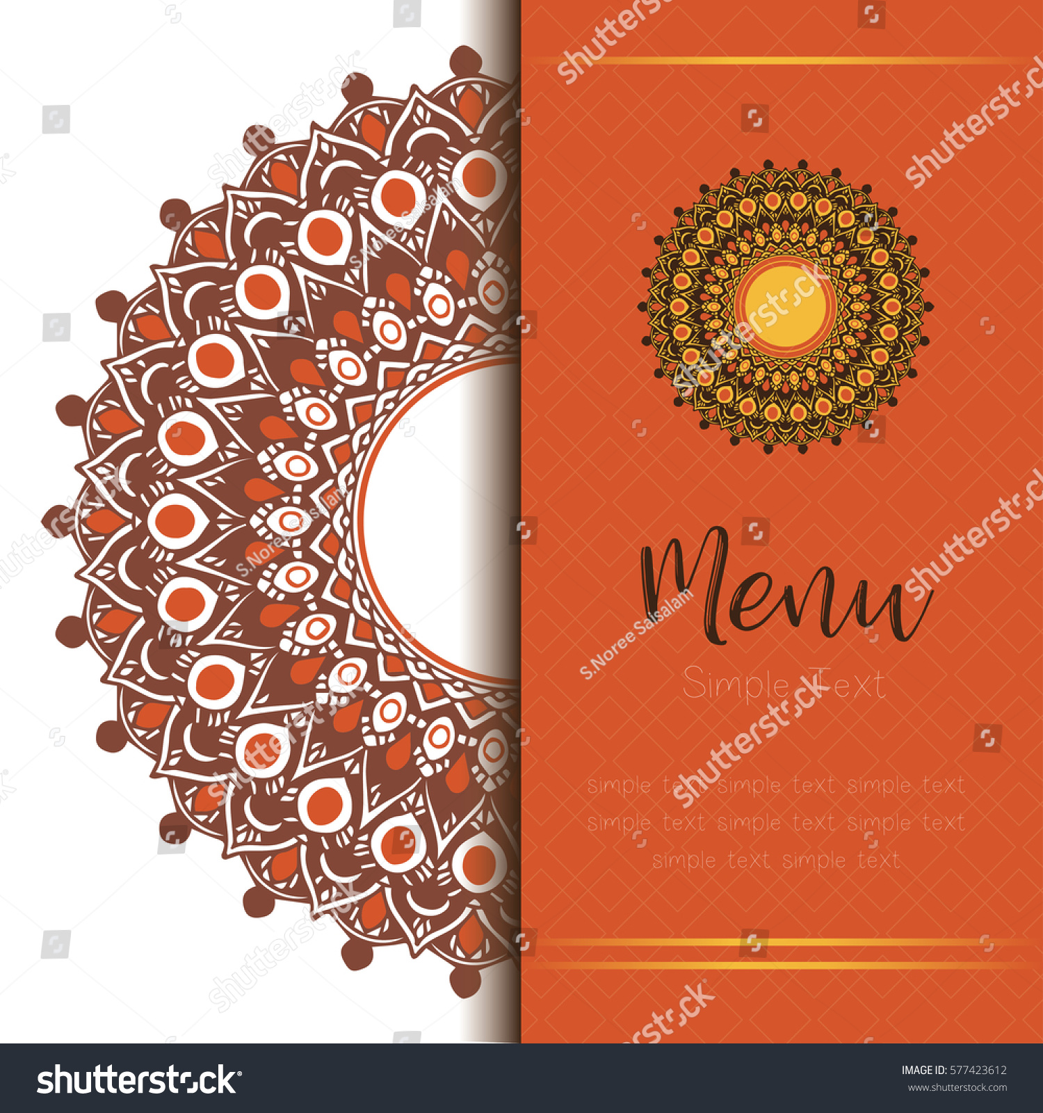Menu Cover Template Mandalas Design Vector Stock Vector (Royalty Free ...