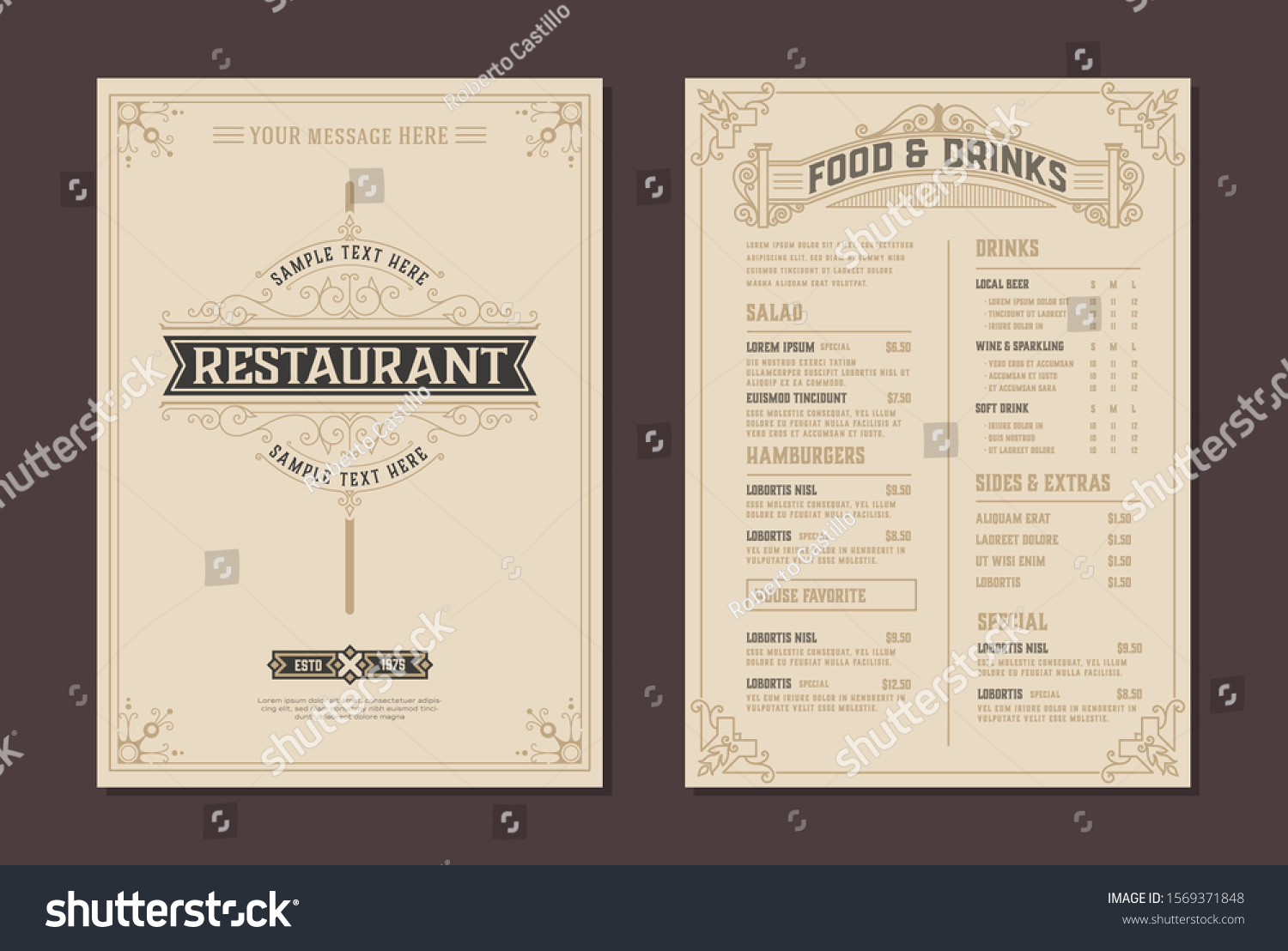 Menu Design Vector Brochure Template Restaurant Stock Vector (Royalty ...