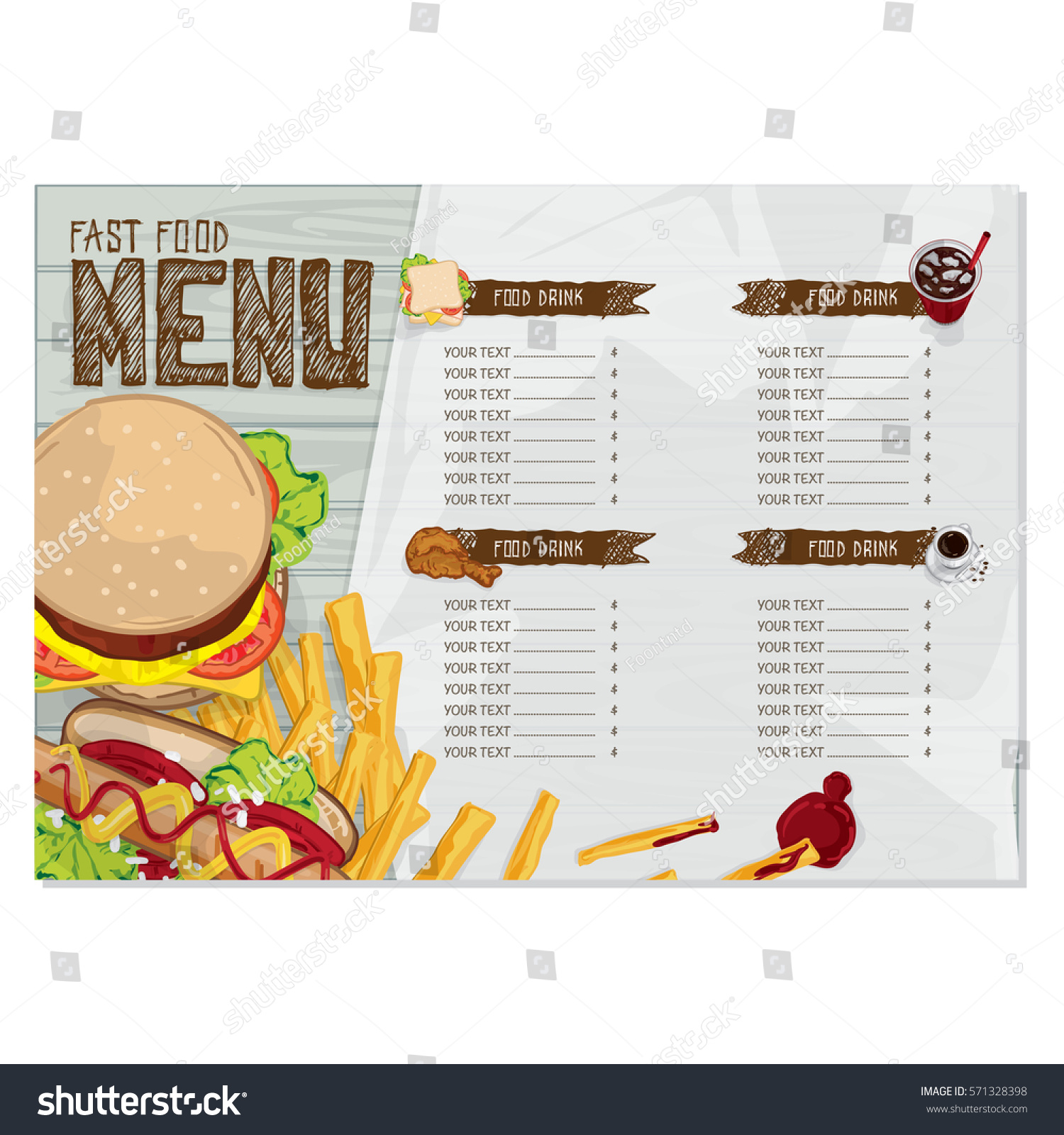 Menu Fast Food Drawing Graphic Design Stock Vector (Royalty Free ...