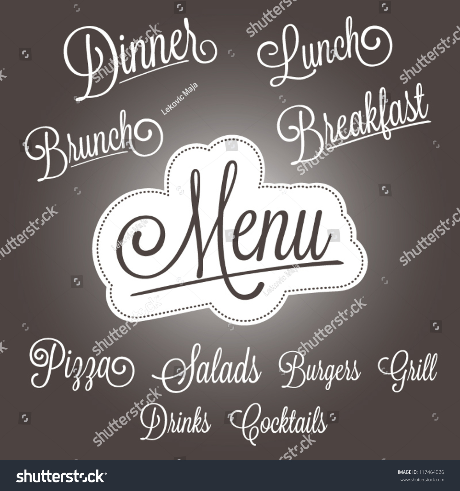 Menu Headlines Hand Lettering Set: vector de stock (libre de regalías ...