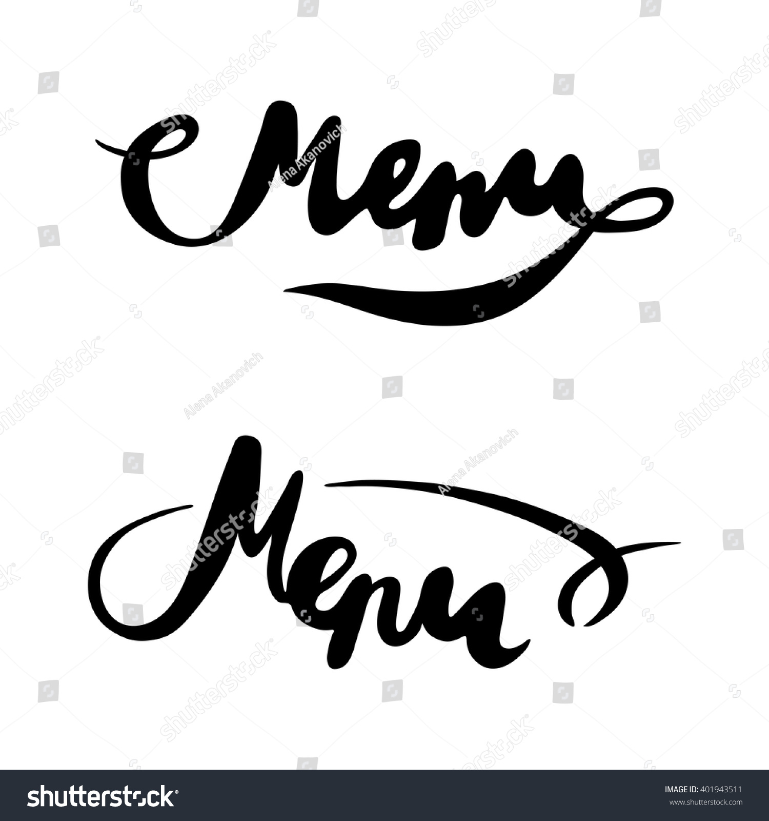 Menu Lettering Vector Hand Drawn Calligraphy Stock Vector (Royalty Free ...
