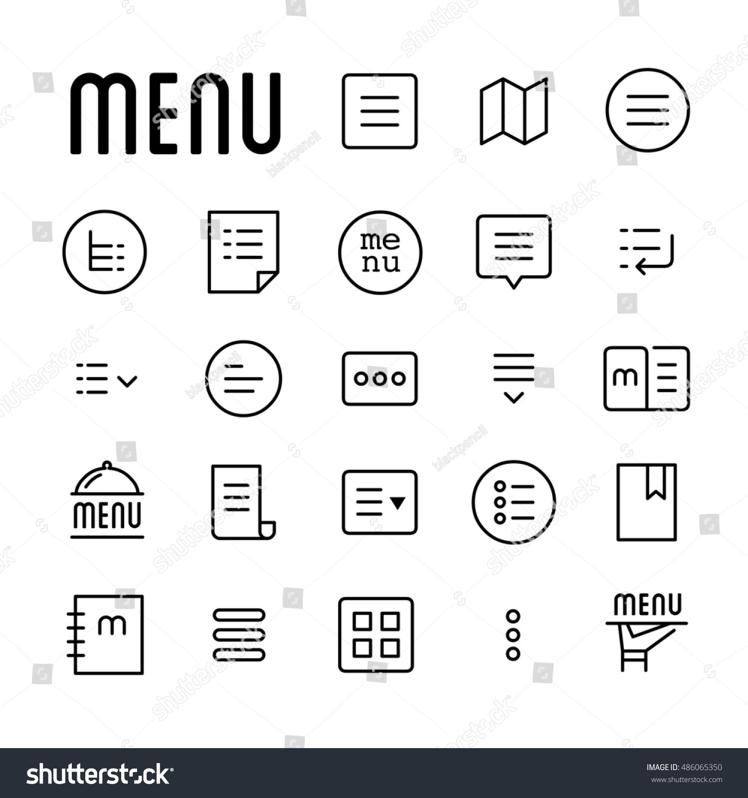 Menu Line Icons Stock Vector (Royalty Free) 486065350