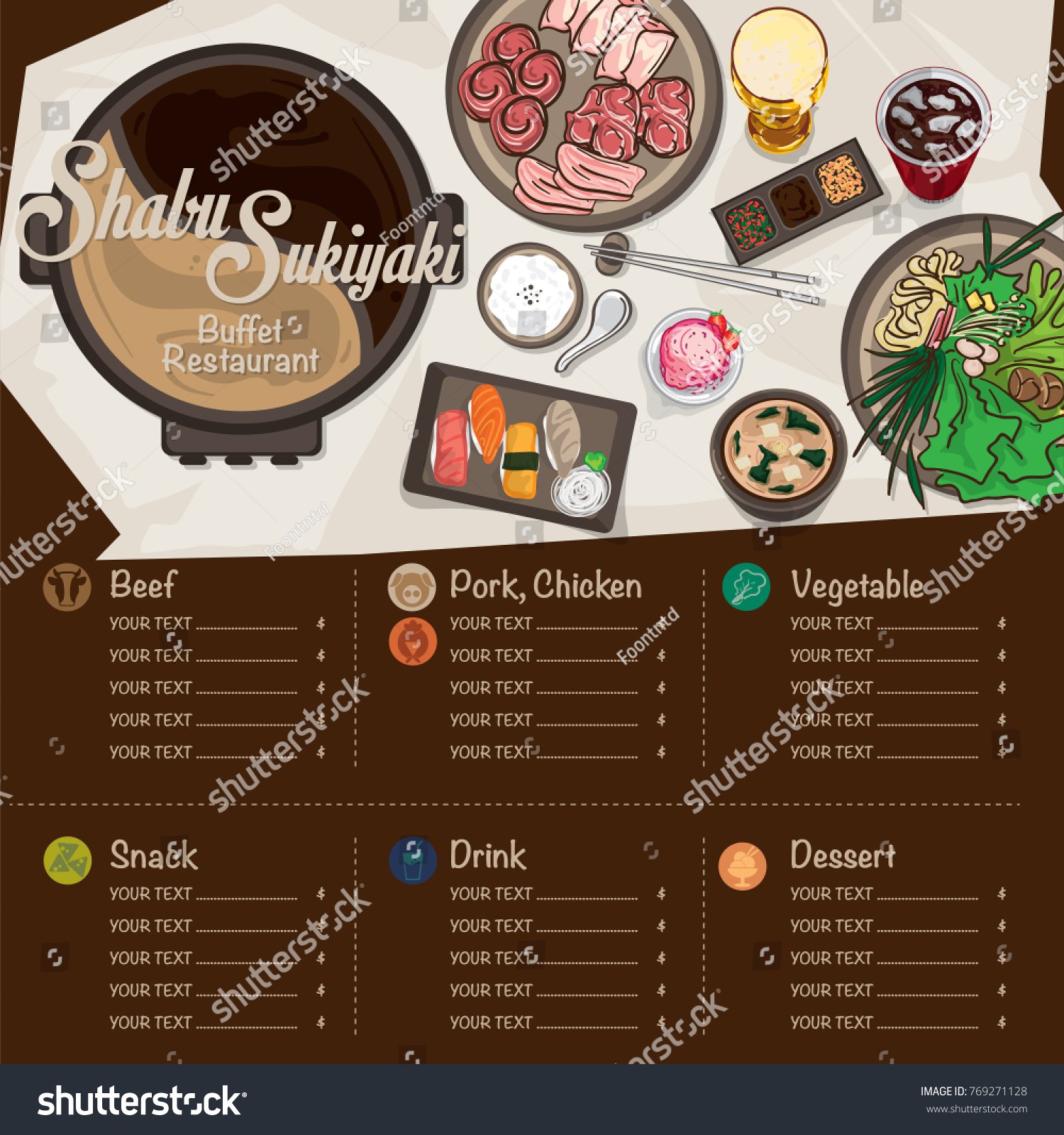 Menu Shabu Sukiyaki Restaurant Template Design Stock Vector (Royalty ...