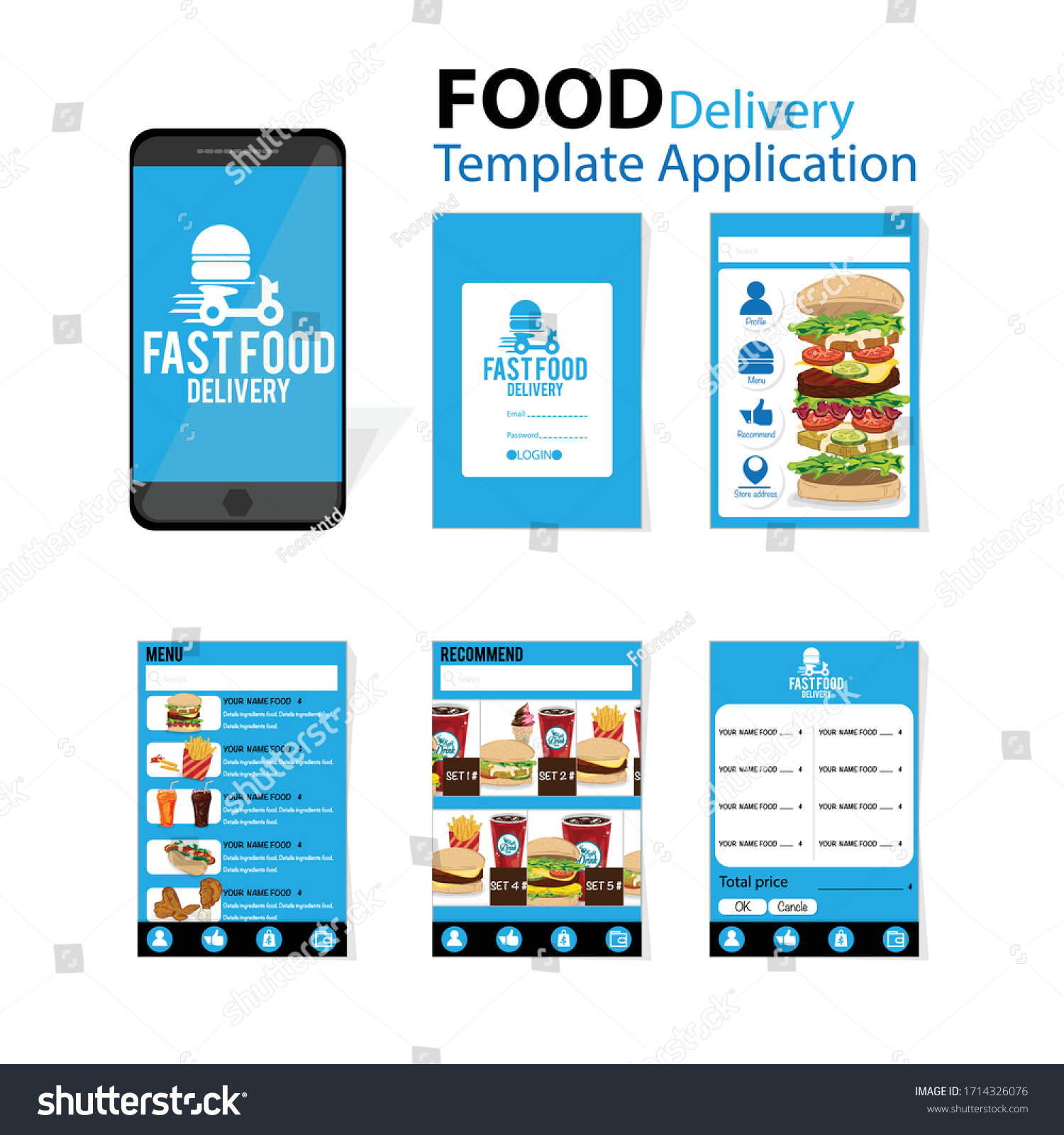 Menu Template Application Mobile Food Delivery: เวกเตอร์สต็อก (ปลอดค่า ...