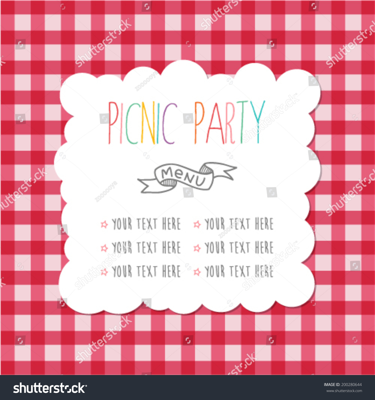 Menu Template Picnic Party: vector de stock (libre de regalías ...