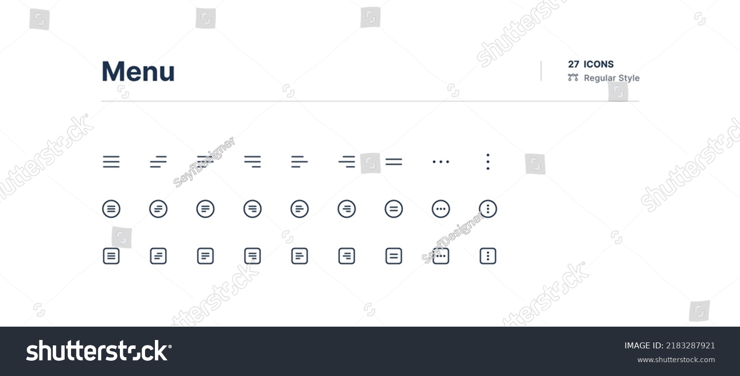Menu Ui Icons Pack Line Style Stock Vector (Royalty Free) 2183287921 ...