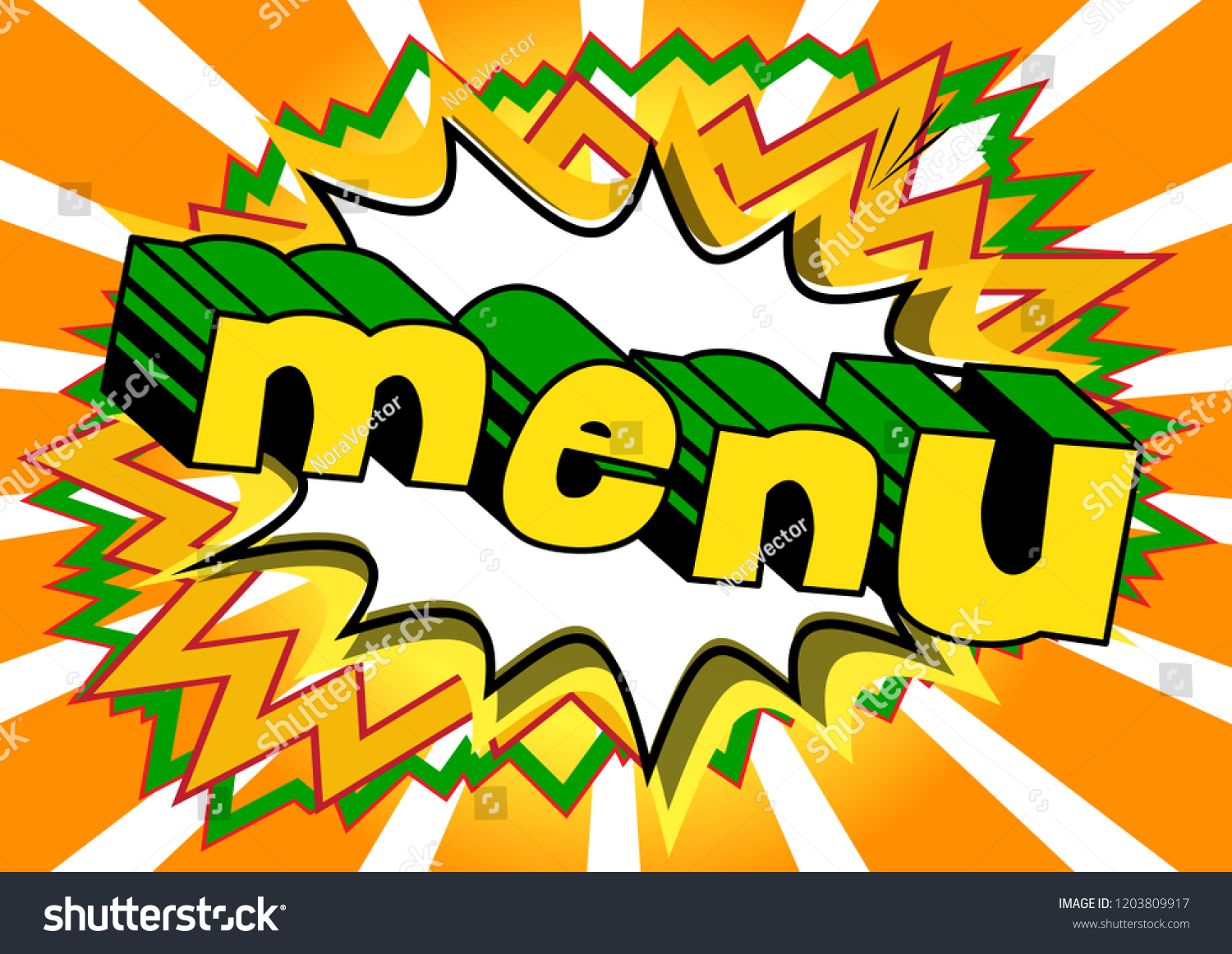 Menu Vector Illustrated Comic Book Style Stock Vector (Royalty Free ...