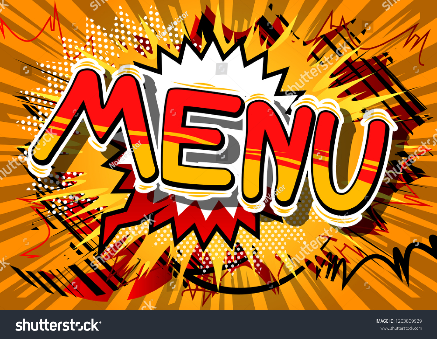 Menu Vector Illustrated Comic Book Style Stock Vector (Royalty Free ...