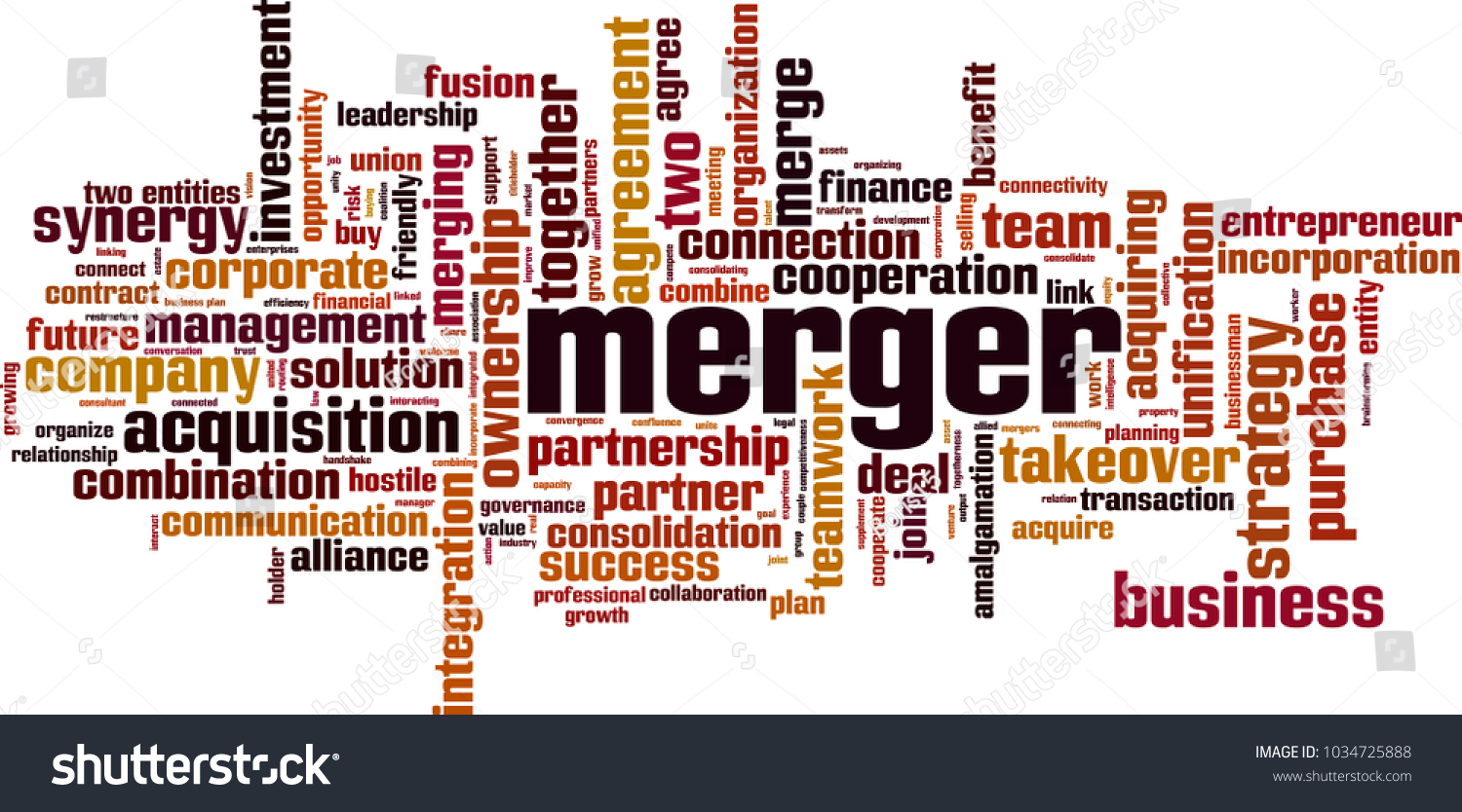 Merger Word Cloud Concept Vector Illustration: vector de stock (libre ...