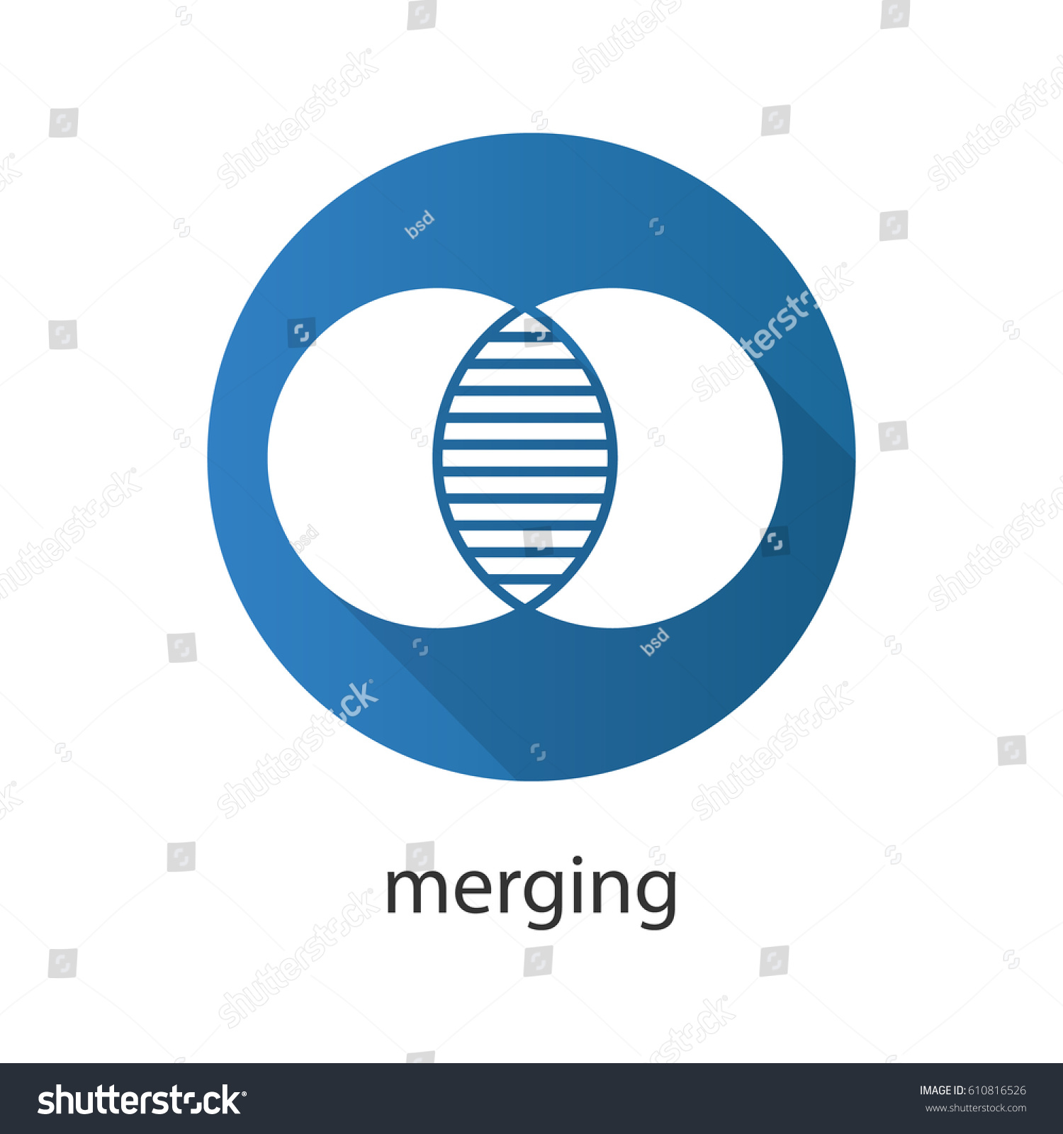 Merging Flat Design Long Shadow Icon Stock Vector (Royalty Free) 610816526