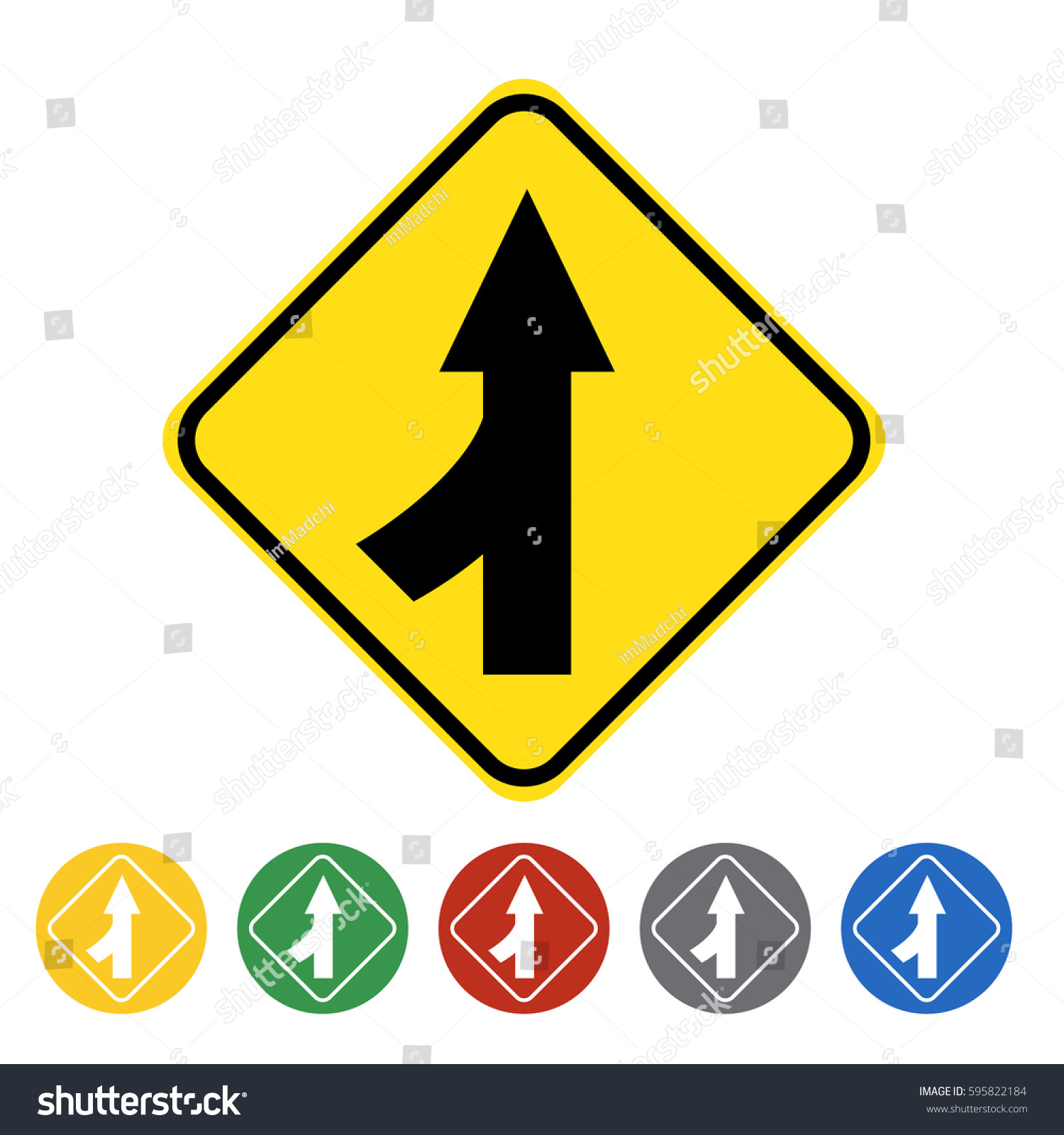 Merging Lane Left Icon Setvector Illustration: เวกเตอร์สต็อก (ปลอดค่า ...