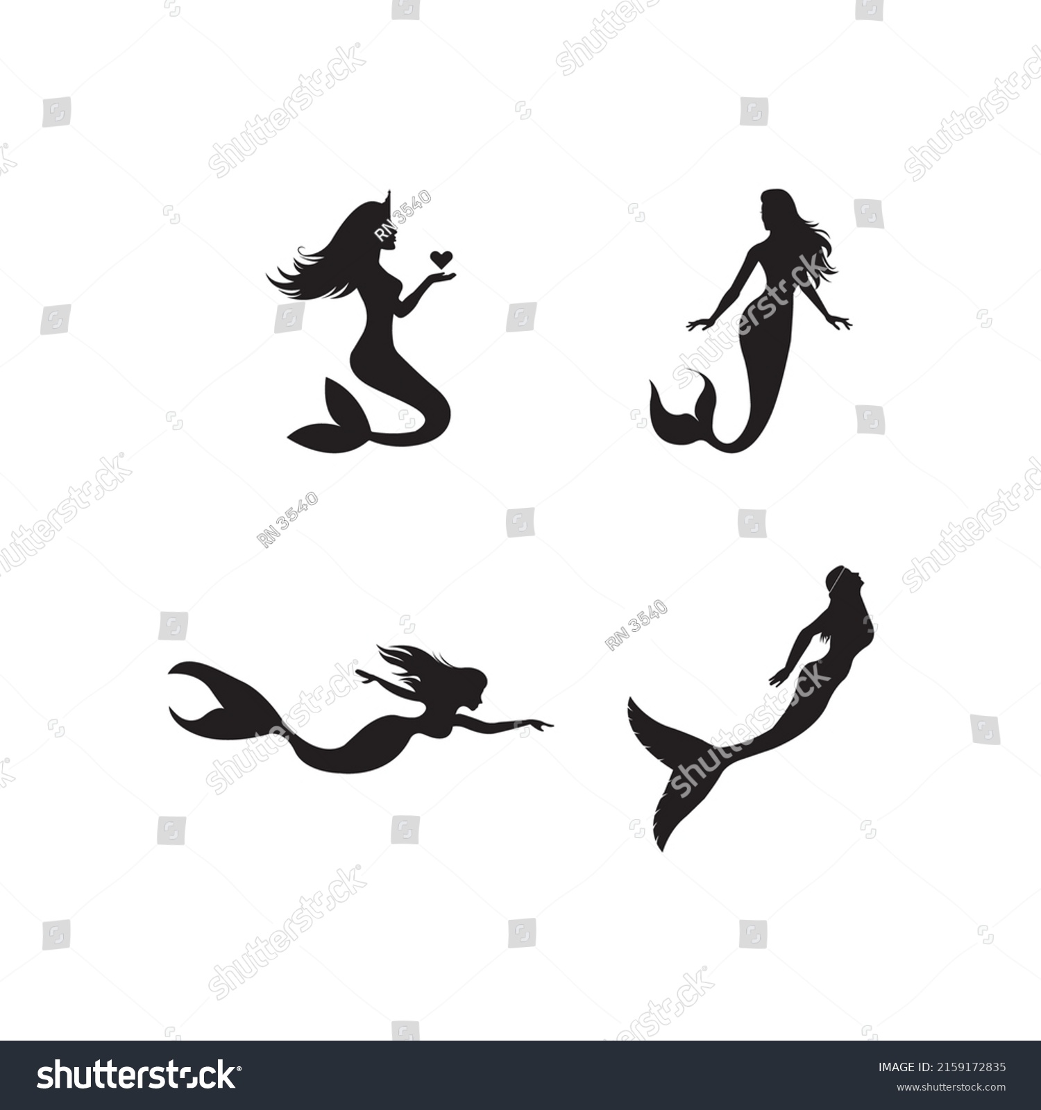 Mermaid Logo Vector Illustration Design Template Stock Vector (Royalty ...