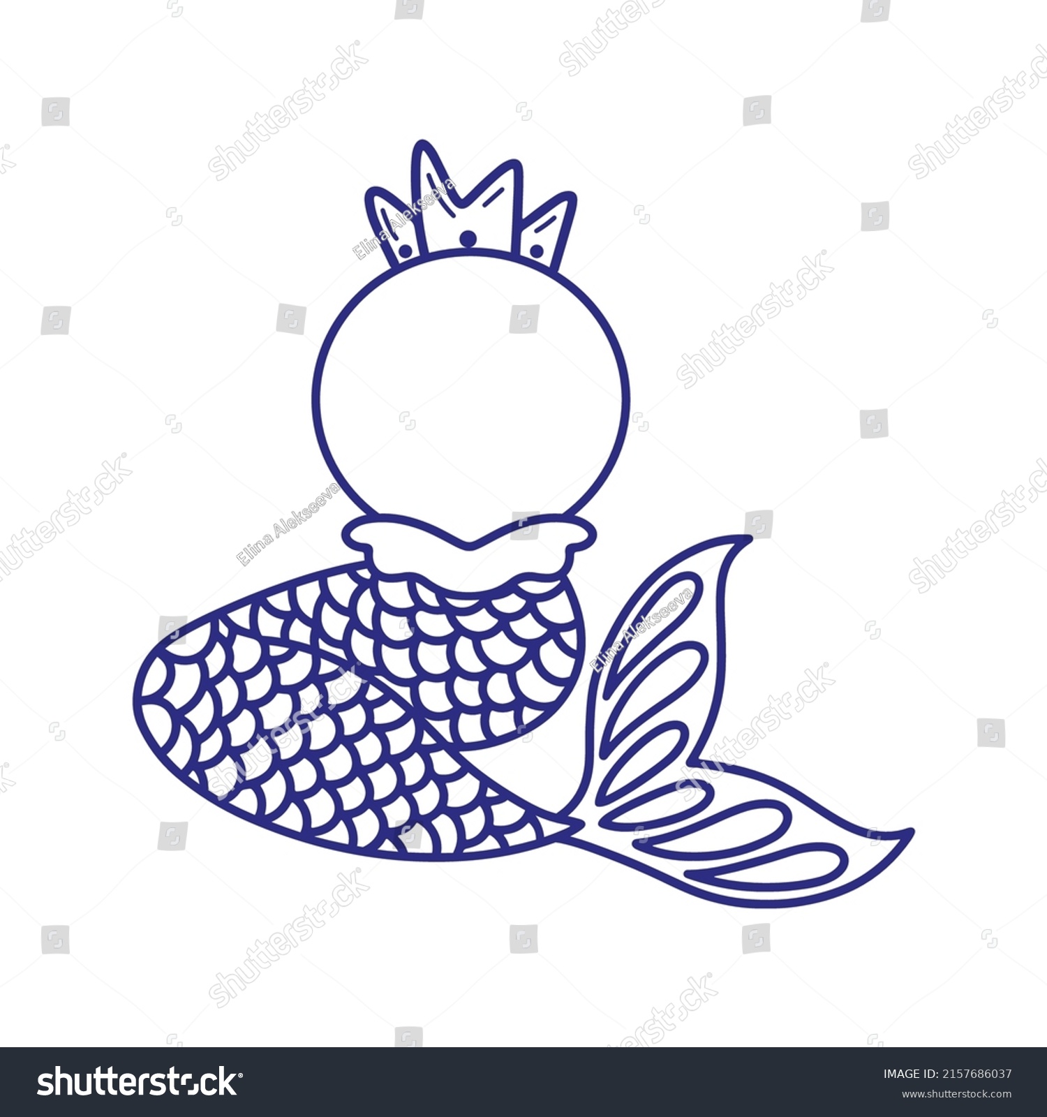 Mermaid Tail Circle Frame Outline Vector Stock Vector (Royalty Free ...