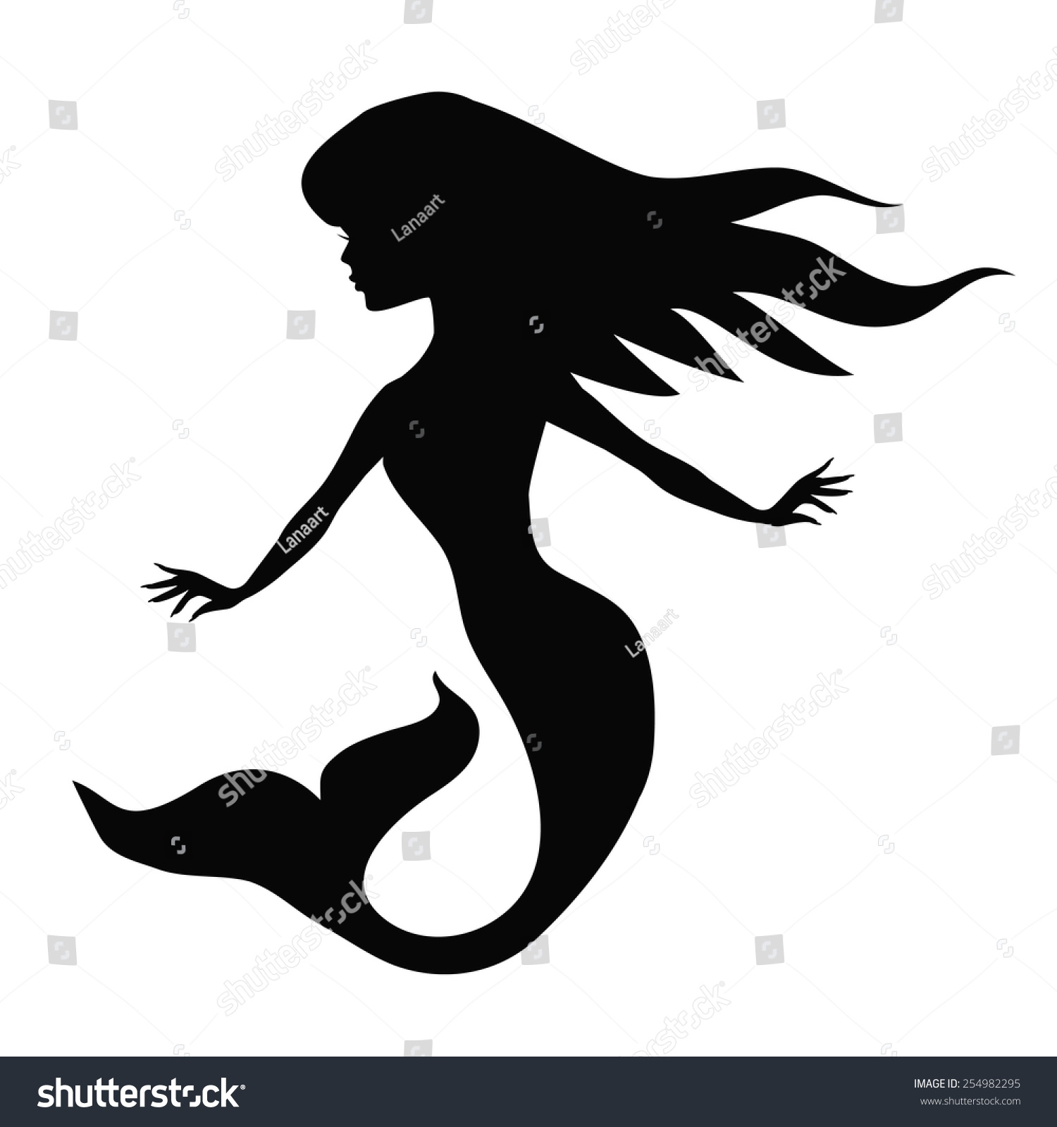 Mermaid Vector Illustration Stock Vector 254982295 - Shutterstock