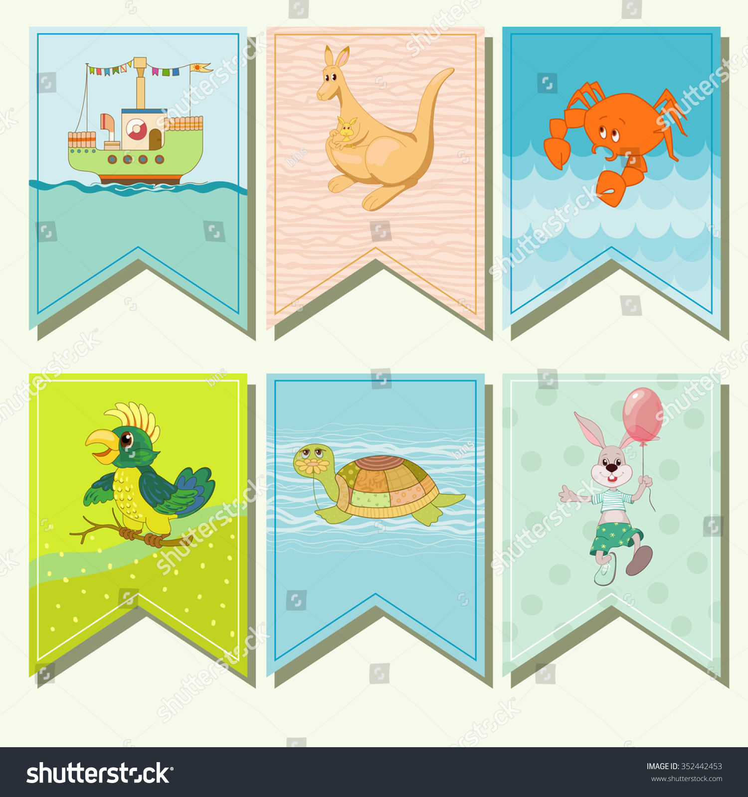 Merry Small Flags Animals Stock Vector (Royalty Free) 352442453 ...