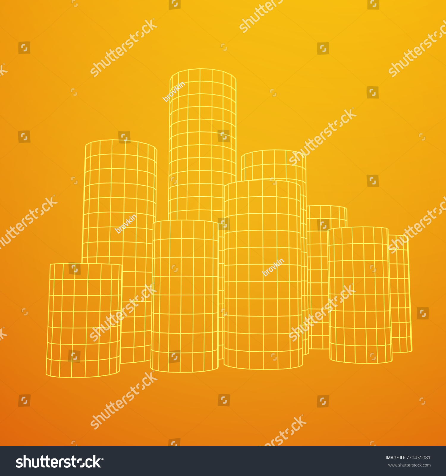 Mesh Low Poly Wireframe Cylinder Array: vector de stock (libre de ...