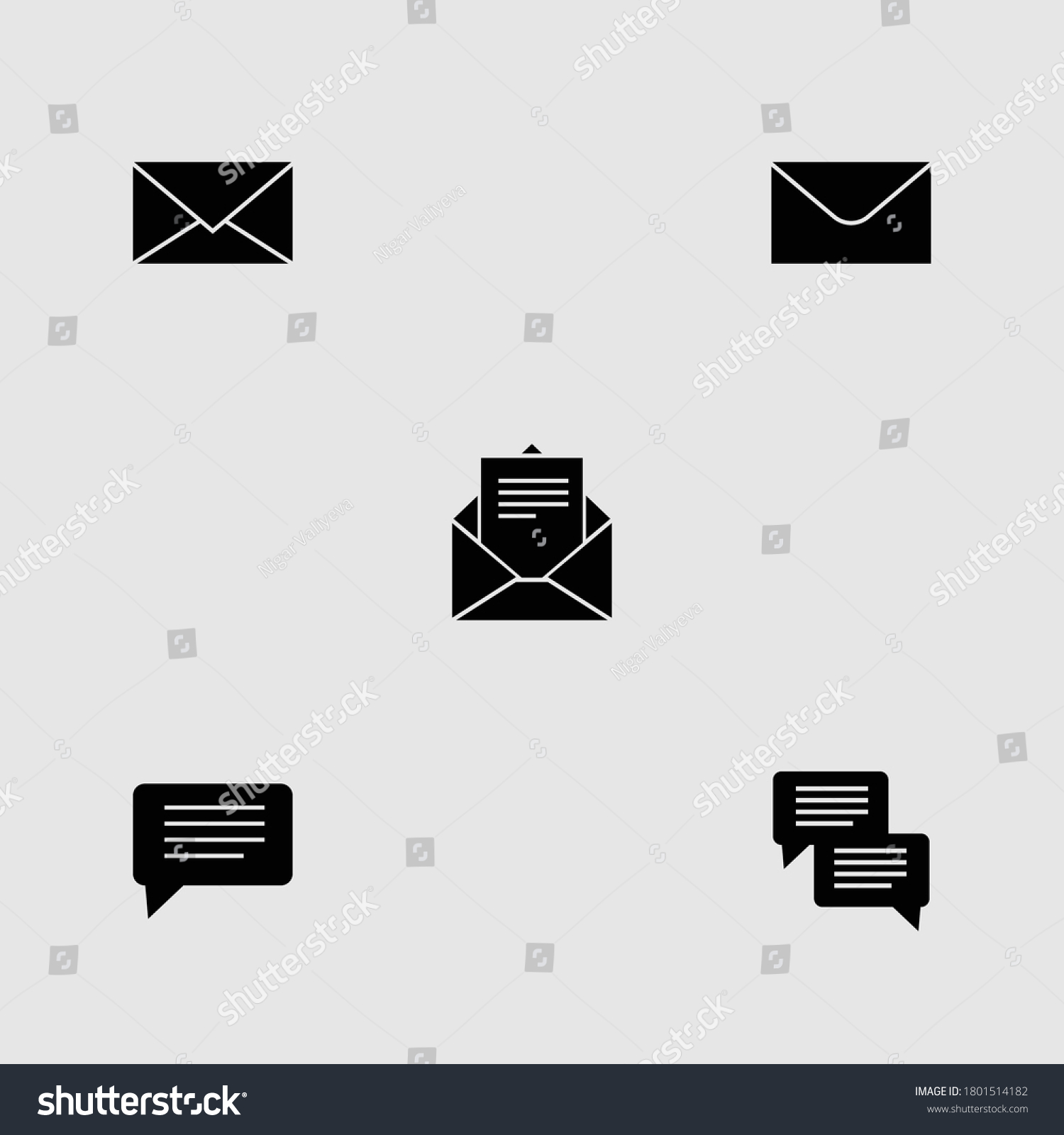 Message Icon Set Isolated Vector Illustration Stock Vector (Royalty ...