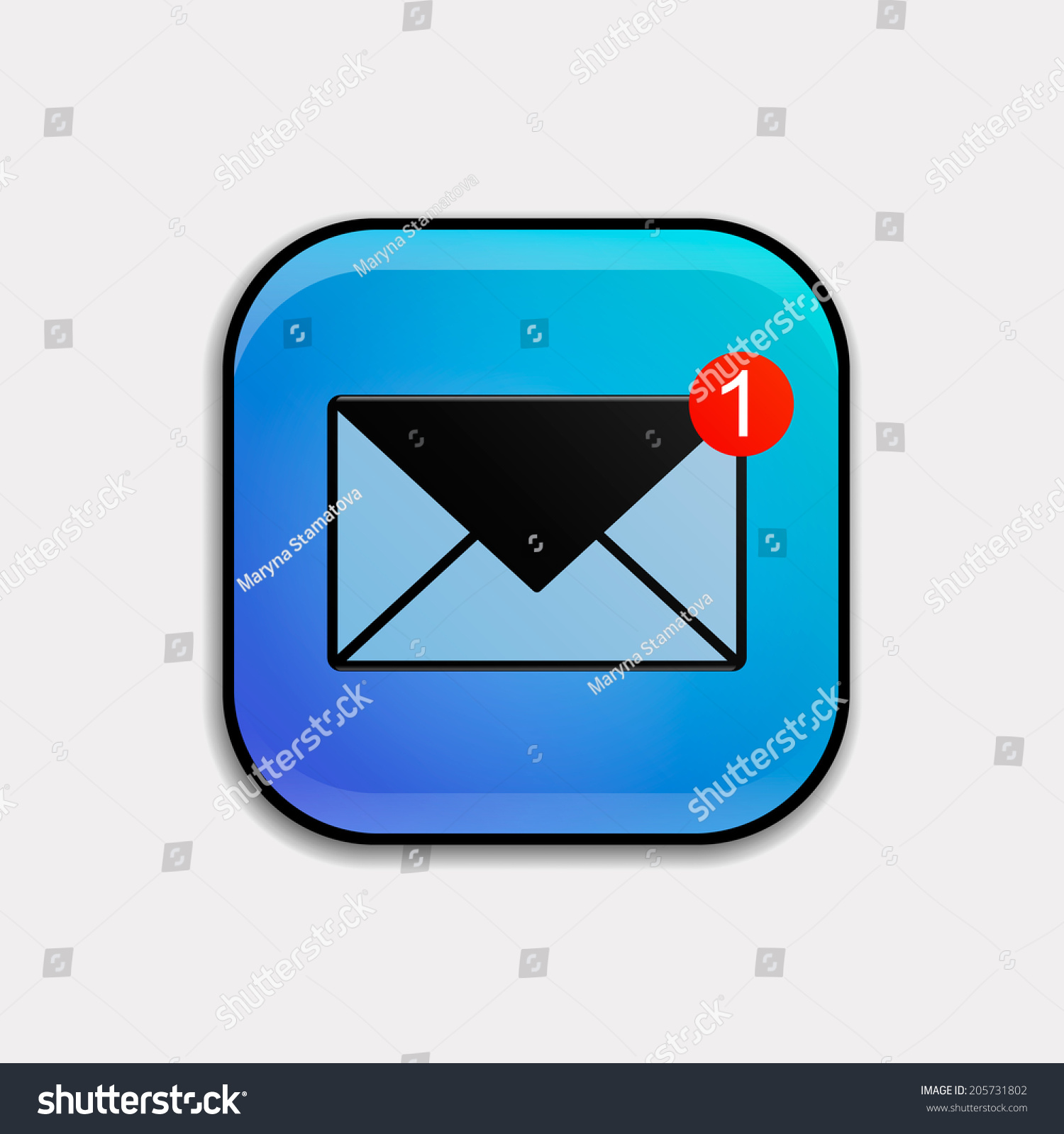 Message Letter Button Icon On Blue Stock Vector (Royalty Free) 205731802