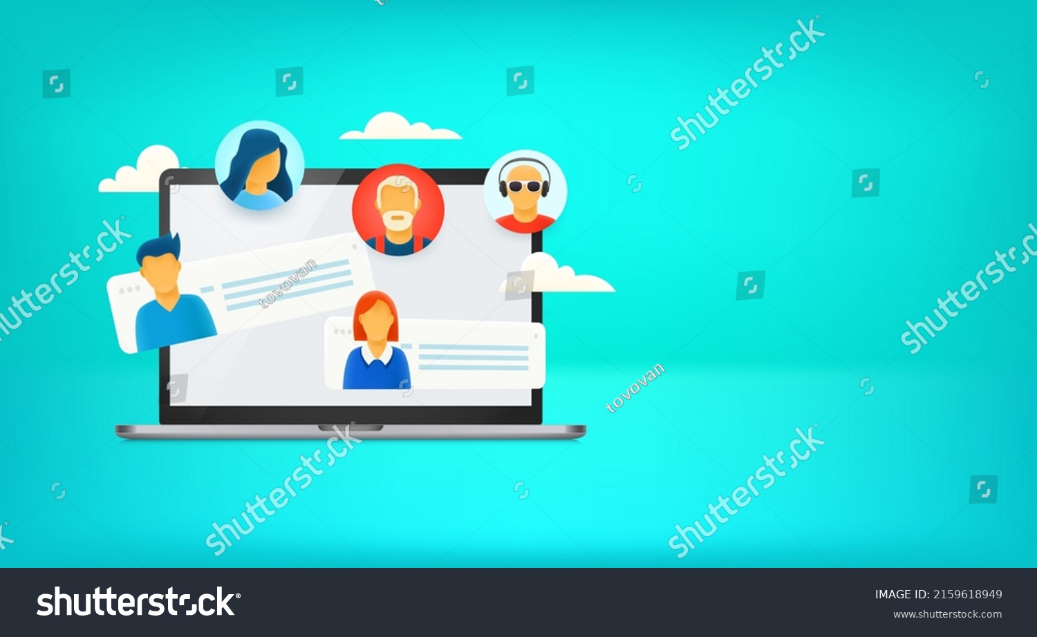Messaging Via Modern Computer Vector Banner Stock Vector (Royalty Free ...