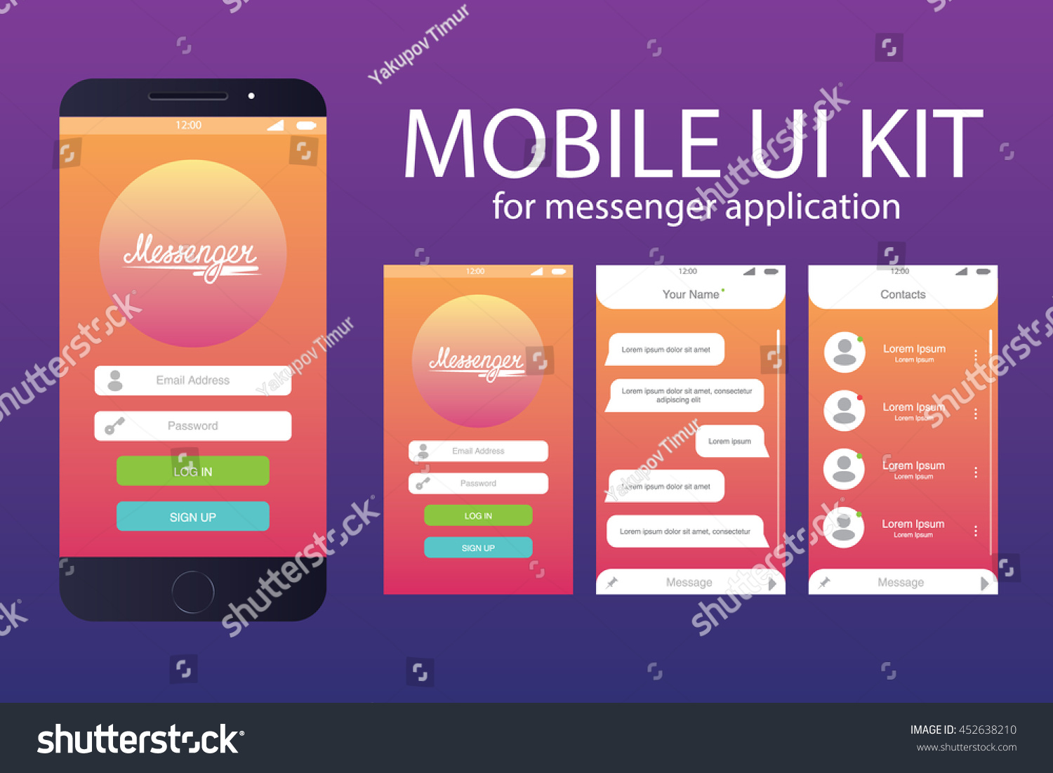 Messenger Application Template Messenger Message Box: เวกเตอร์สต็อก ...