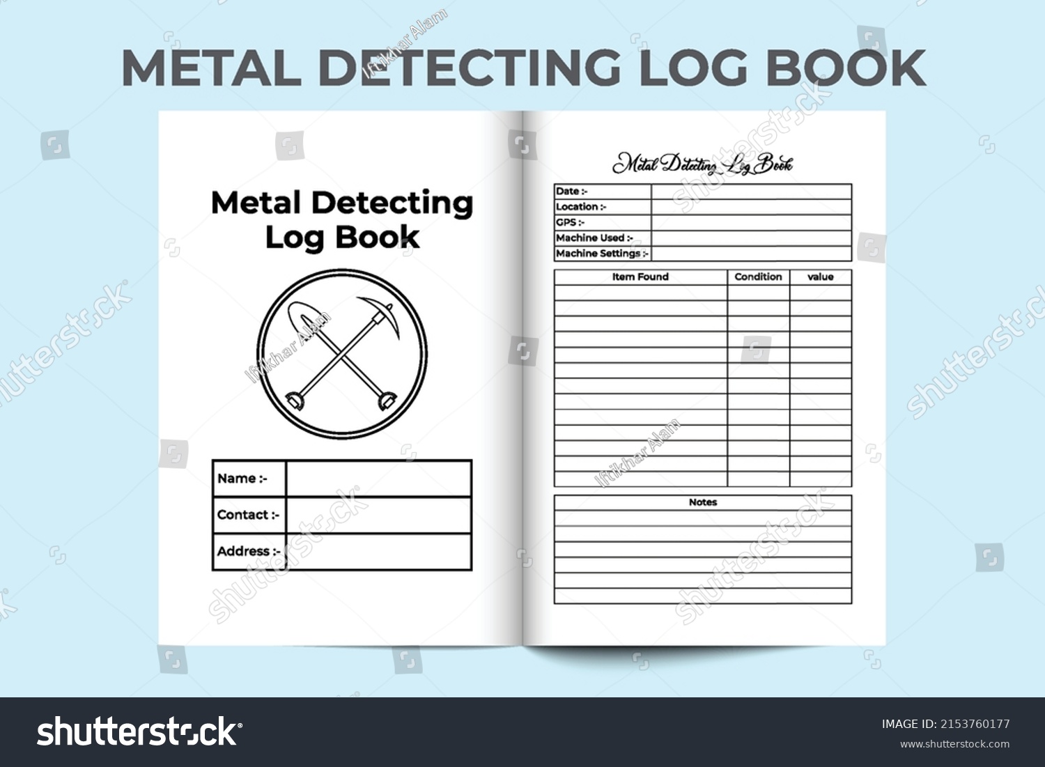 Metal Detecting Notebook Interior Digging Work Stock Vector (Royalty ...