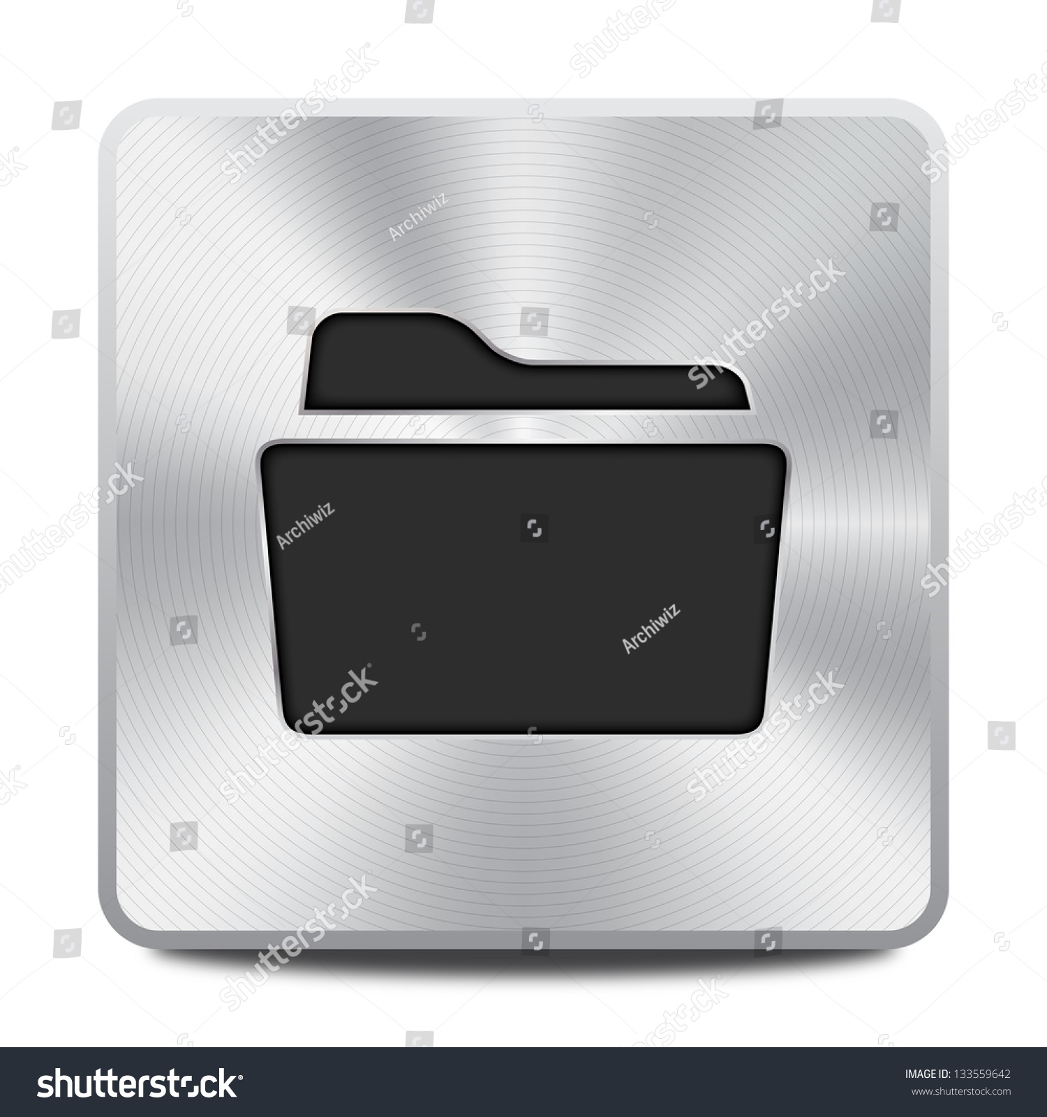 Metal Folder Icon Button Graphic Design 스톡 벡터(로열티 프리) 133559642