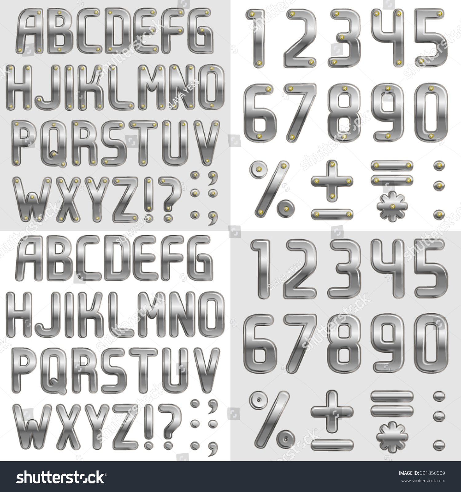 Metal Fonts Stock Vector (Royalty Free) 391856509