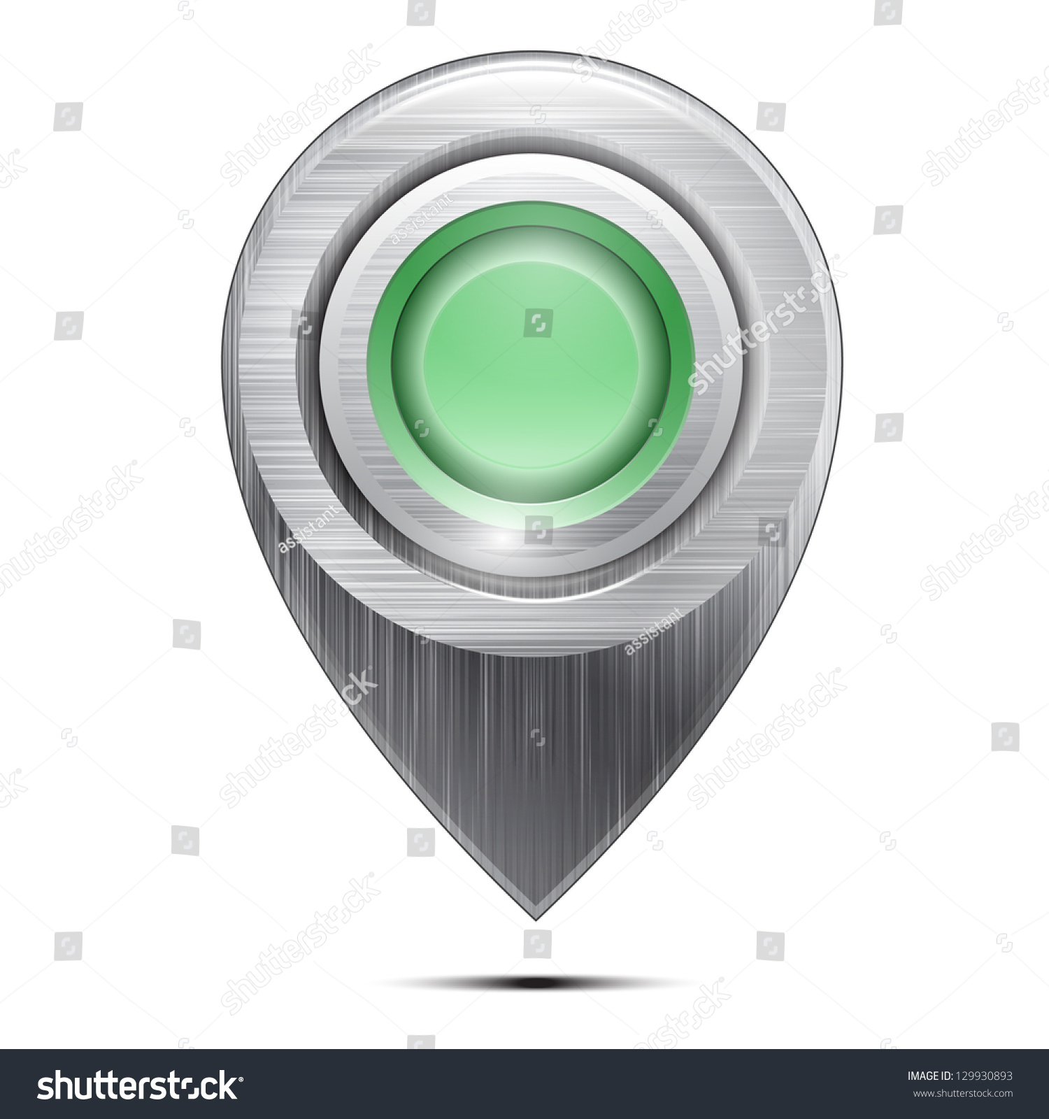 Metal Map Pointer Green Button Isolated Stock Vector (Royalty Free ...