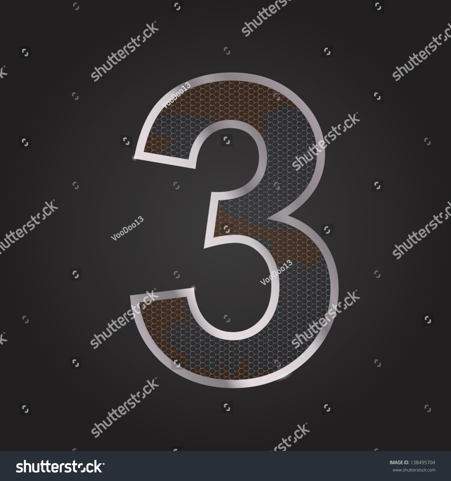 Metal Number 3 Vector Illustration: vector de stock (libre de regalías ...