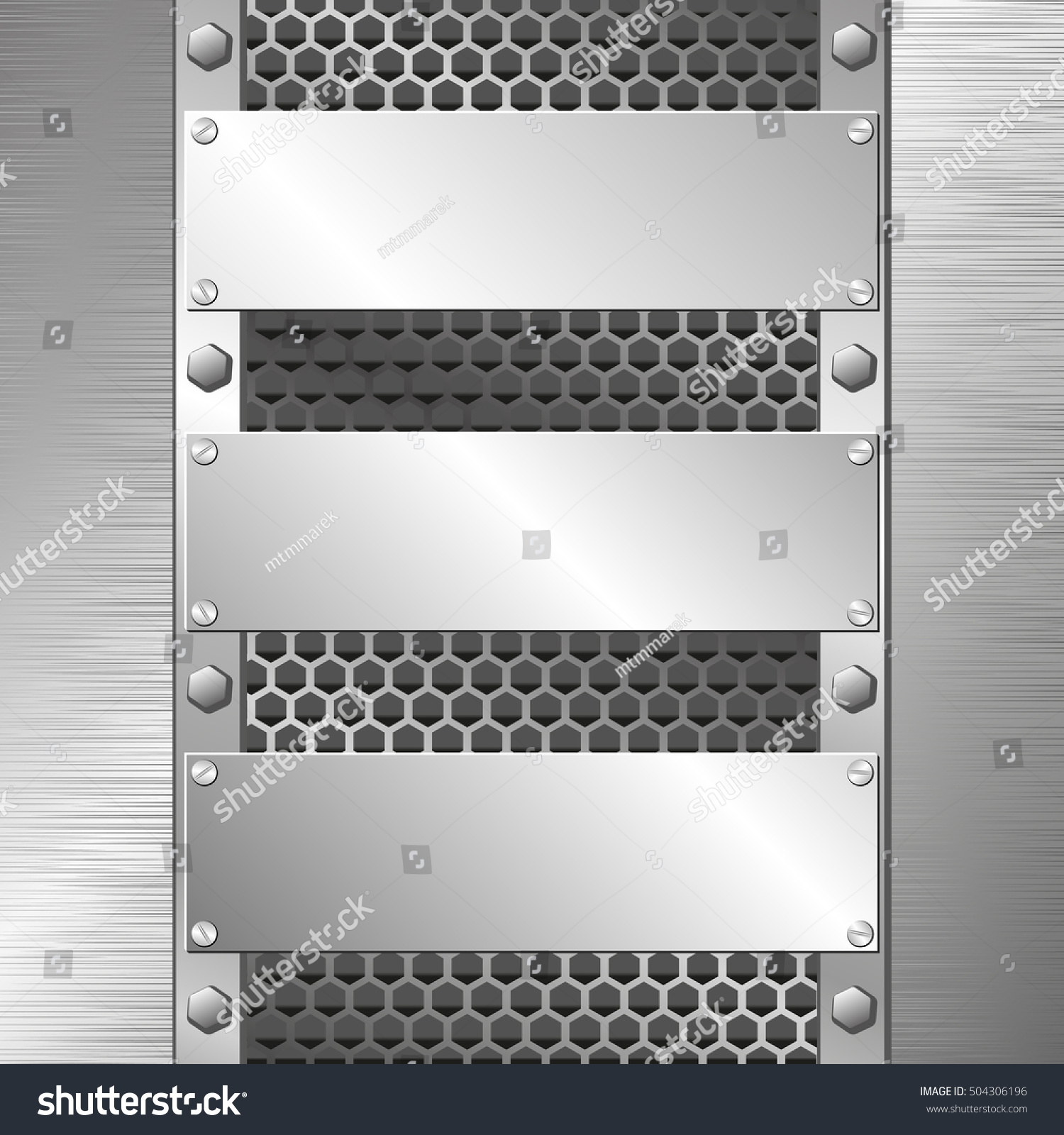 Metal Texture Three Metallic Plaques Stock Vector (Royalty Free ...