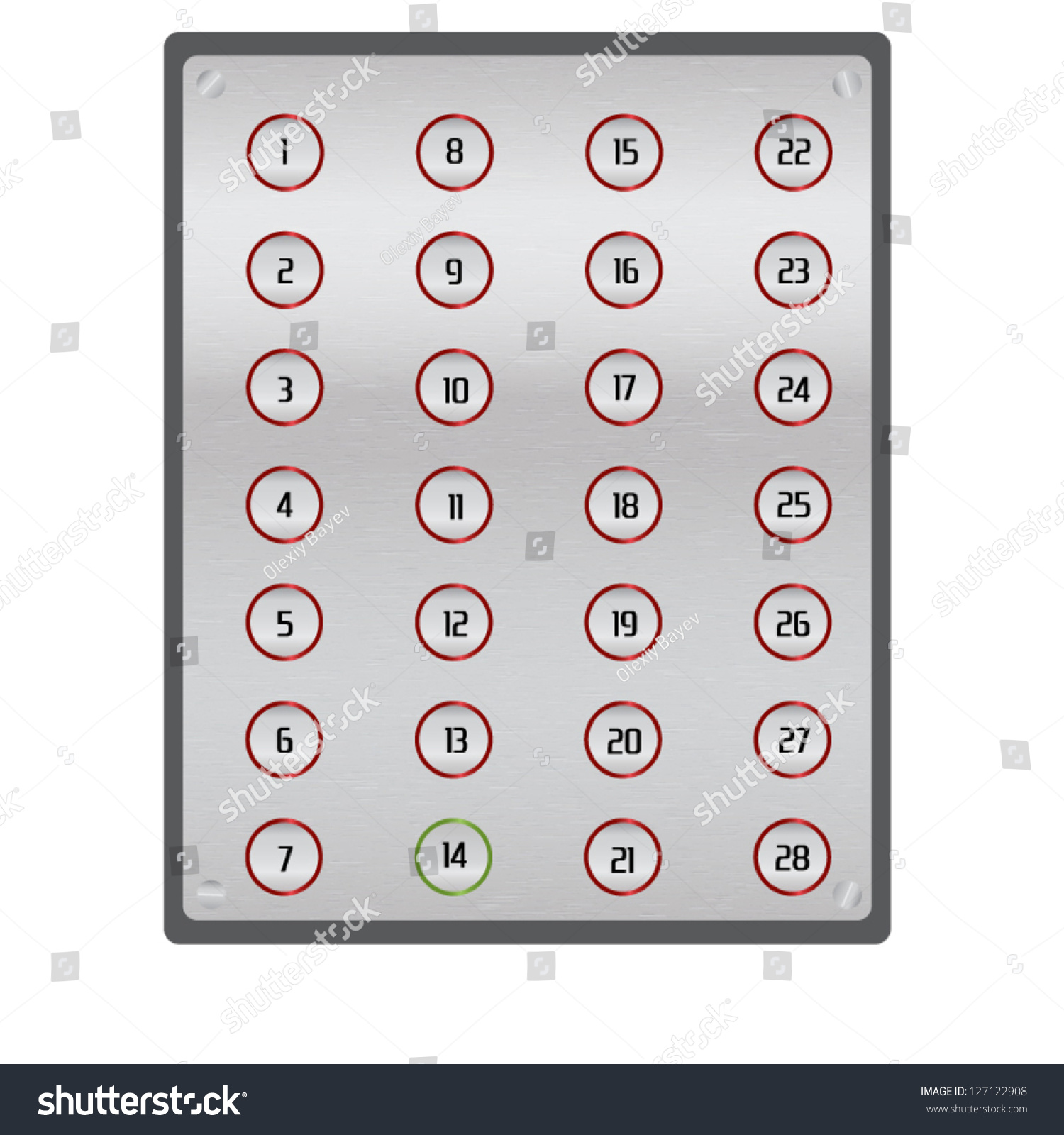 Metal Textured Elevator Panel Isolated On Stock Vector (Royalty Free ...