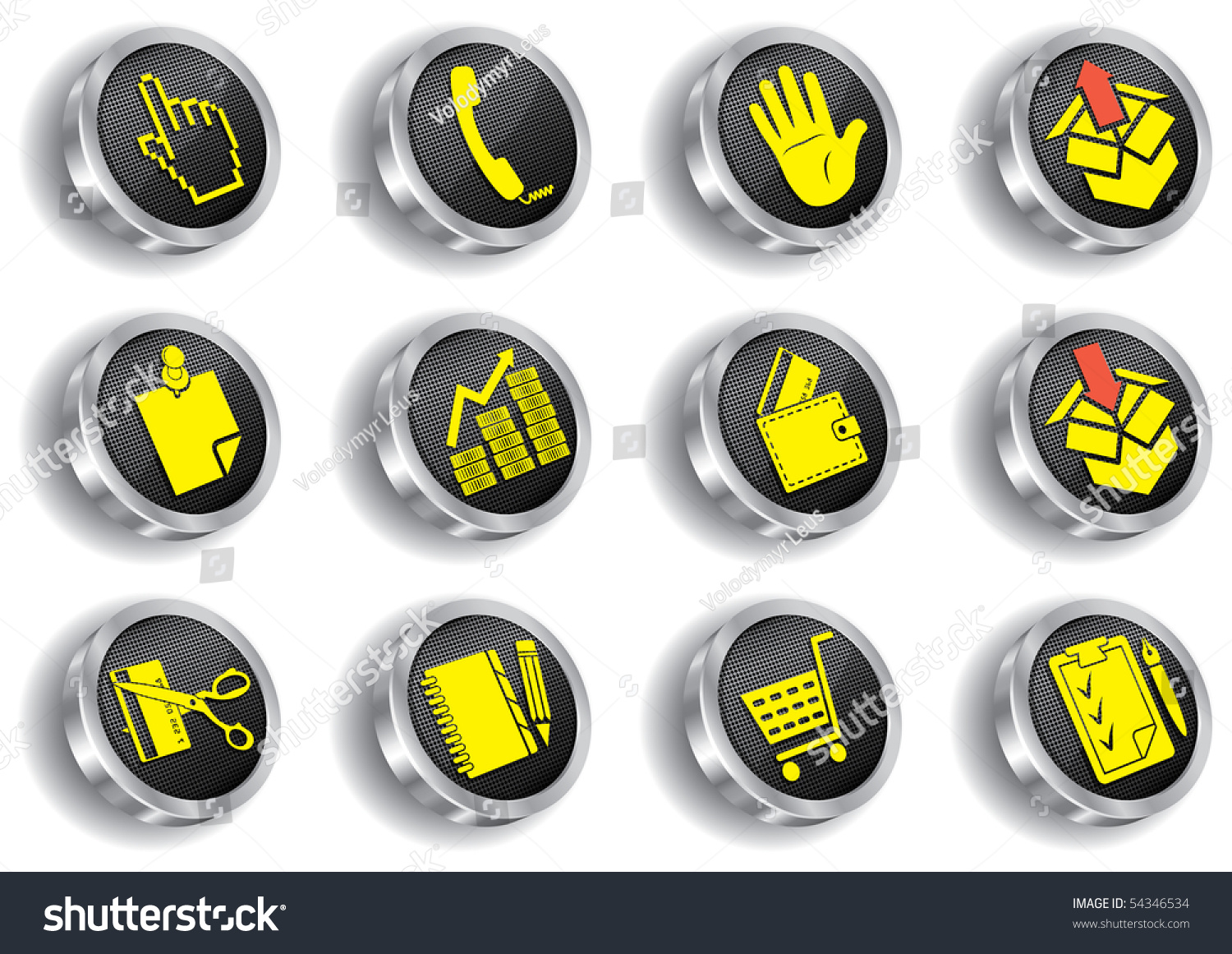 Metal Web Icon Set Vector Cmyk Stock Vector (Royalty Free) 54346534 ...