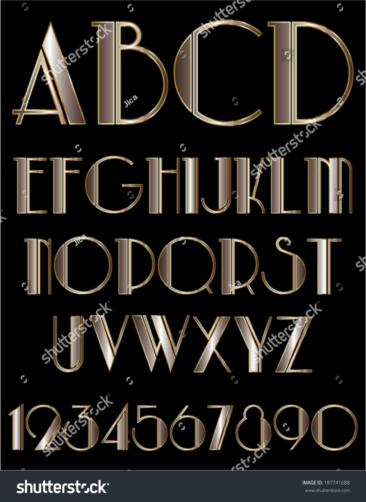 Metallic Gold Font: vector de stock (libre de regalías) 187741688 ...
