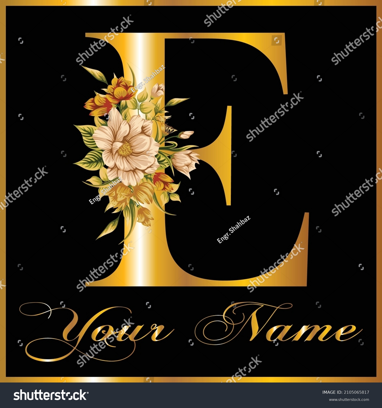 Metallic Gold Letter E Logo Stock Vector (Royalty Free) 2105065817 ...