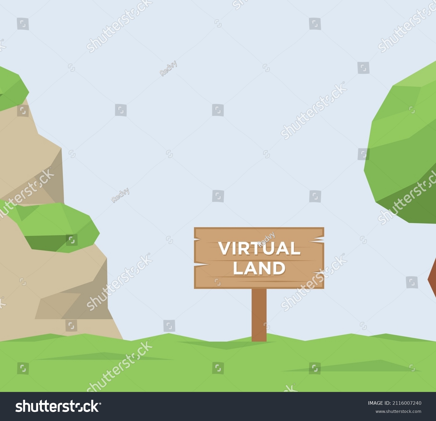 Metaverse Decentralized Virtual Land Flat Design Stock Vector (Royalty ...