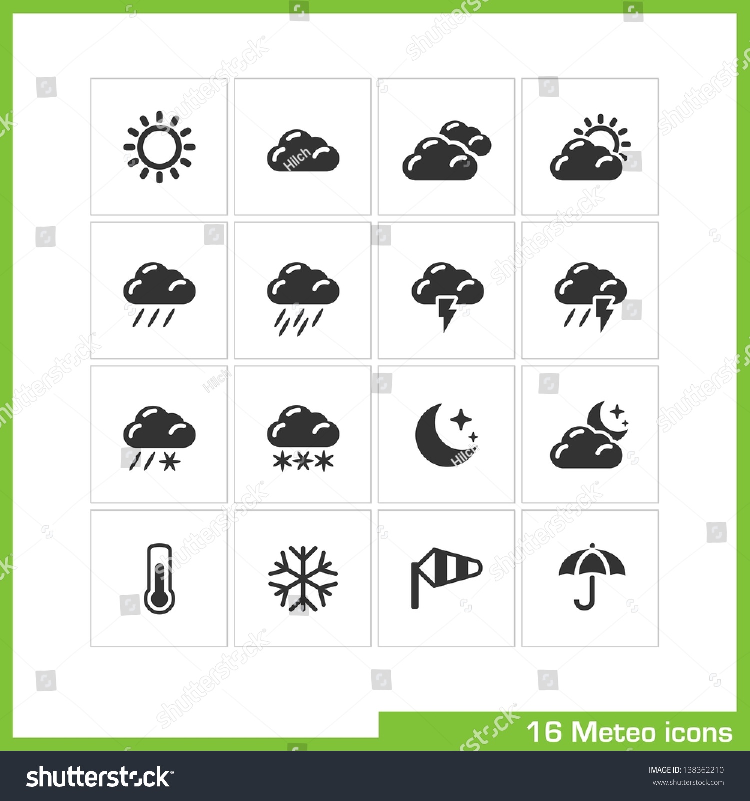 Meteo Icon Set Vector Black Pictograms: vector de stock (libre de ...