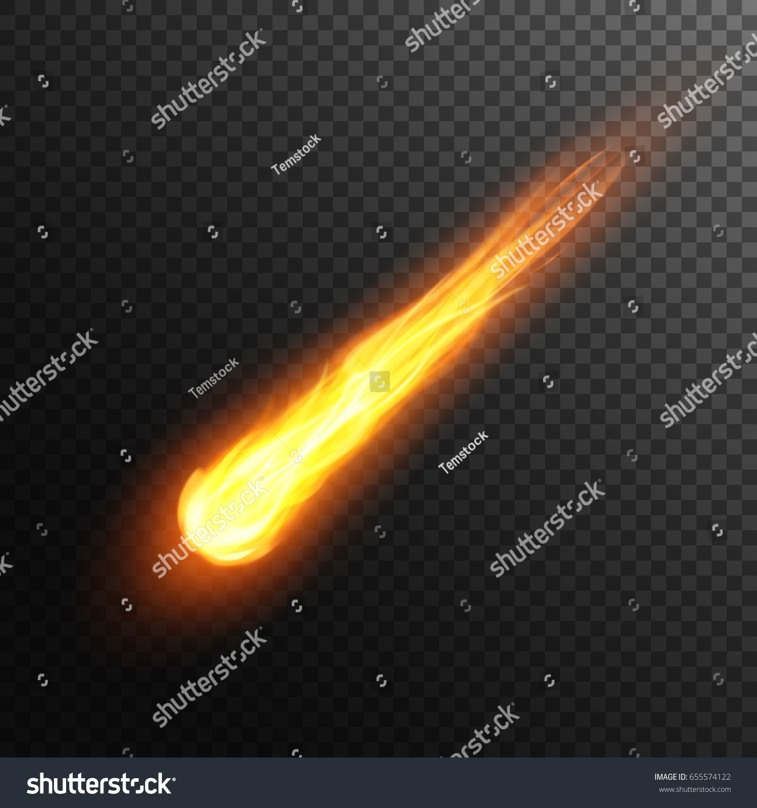 Meteor Comet Fire Ball Vector On Stock Vector (Royalty Free) 655574122