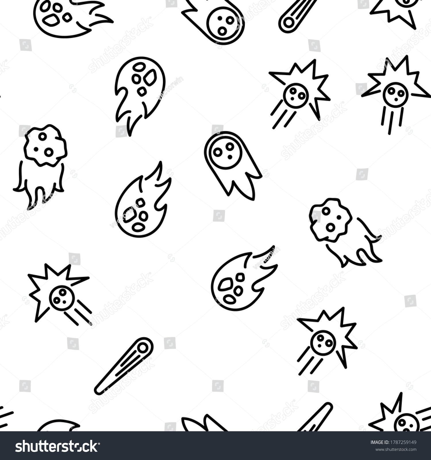 Meteor Cosmic Body Vector Seamless Pattern Stock Vector (Royalty Free ...