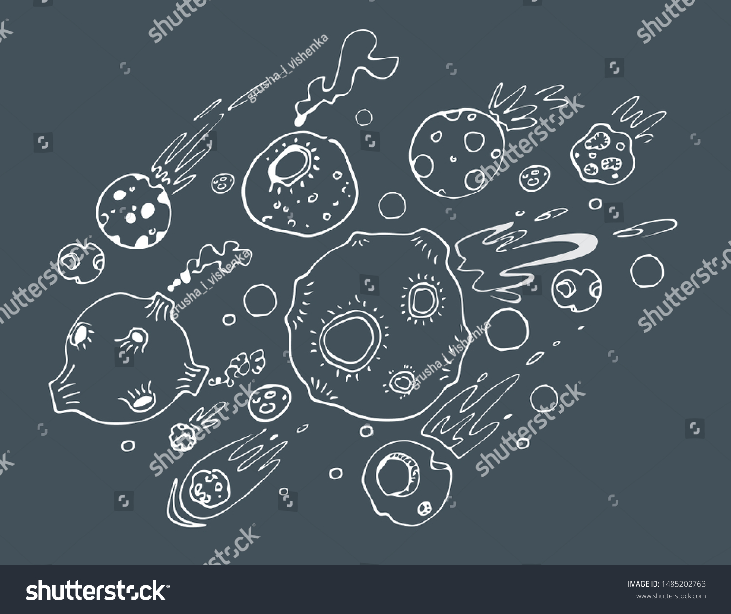 Meteor Shower Asteroids Doodle Vector Graphics Stock Vector (Royalty ...