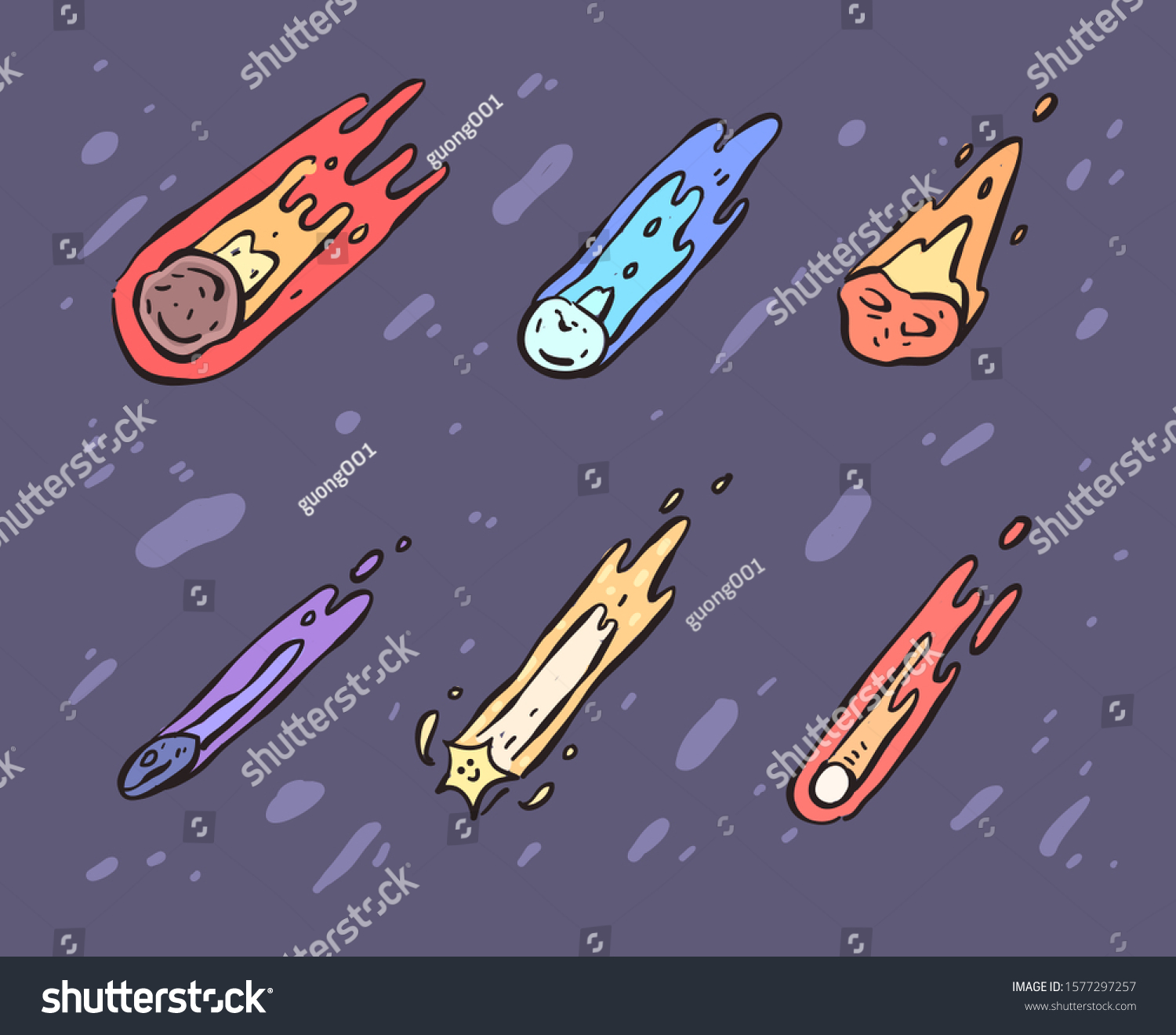 Meteorite Doodle Meteorite Vector Illustration Stock Vector (Royalty ...