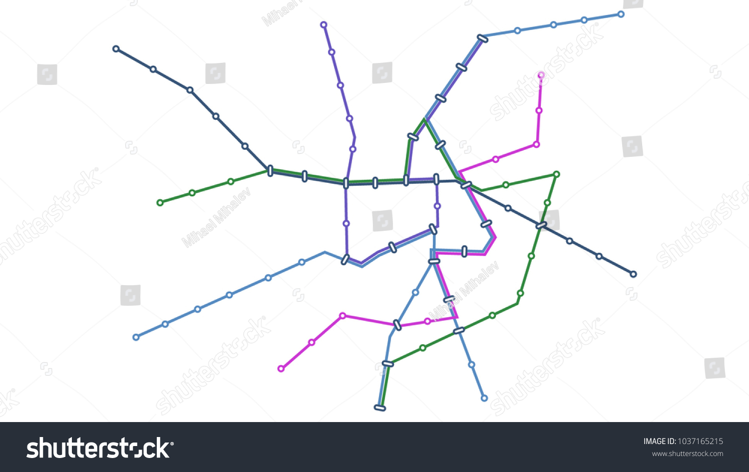 Metro Subway Map Stock Vector (Royalty Free) 1037165215 | Shutterstock